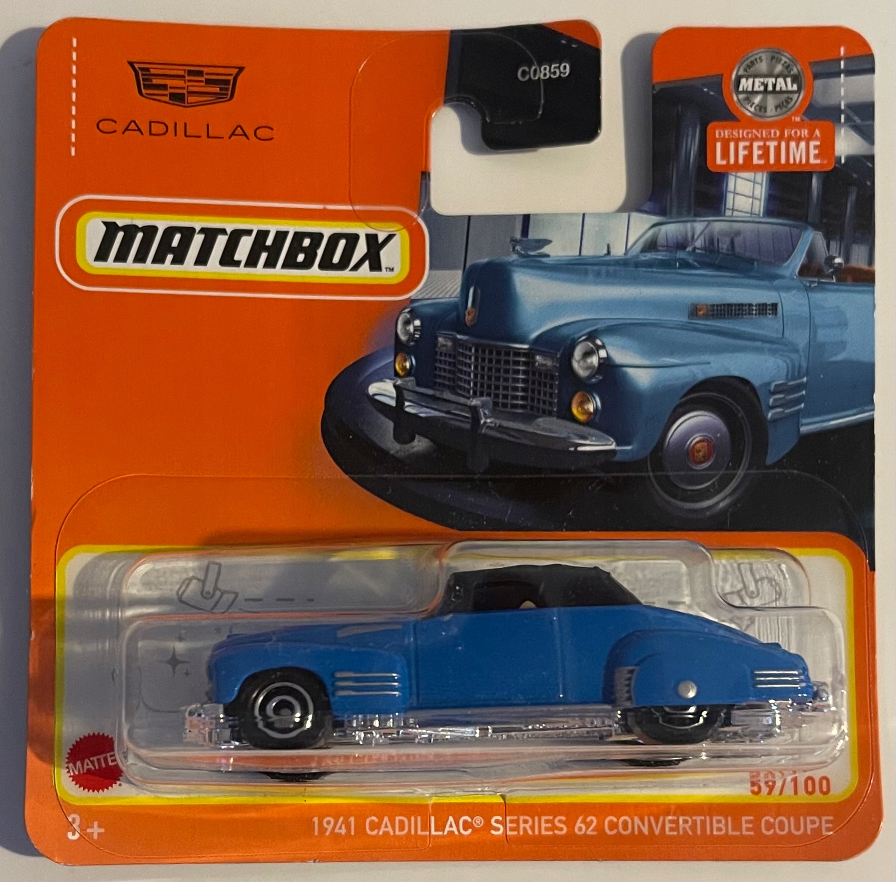 MATCHBOX Mattel 1941 Cadillac Series 62 Convertible Niebieski 59/100 1:64 16524091813 - Allegro.pl