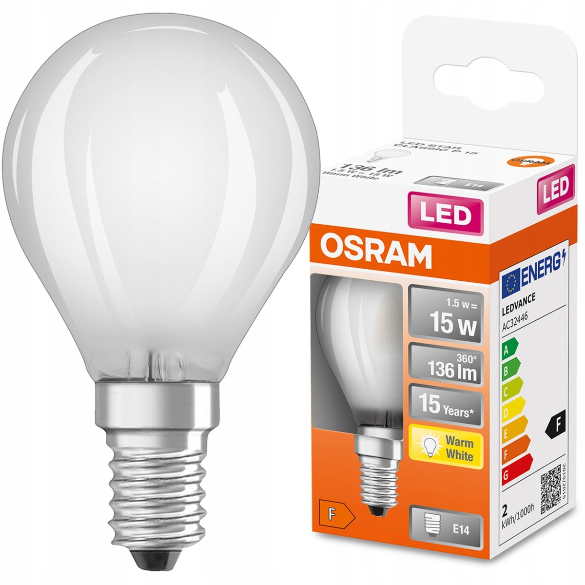 Żarówka LED E14 P45 1,5W 15W 2700K FILAMENT OSRAM (4058075450578 ...