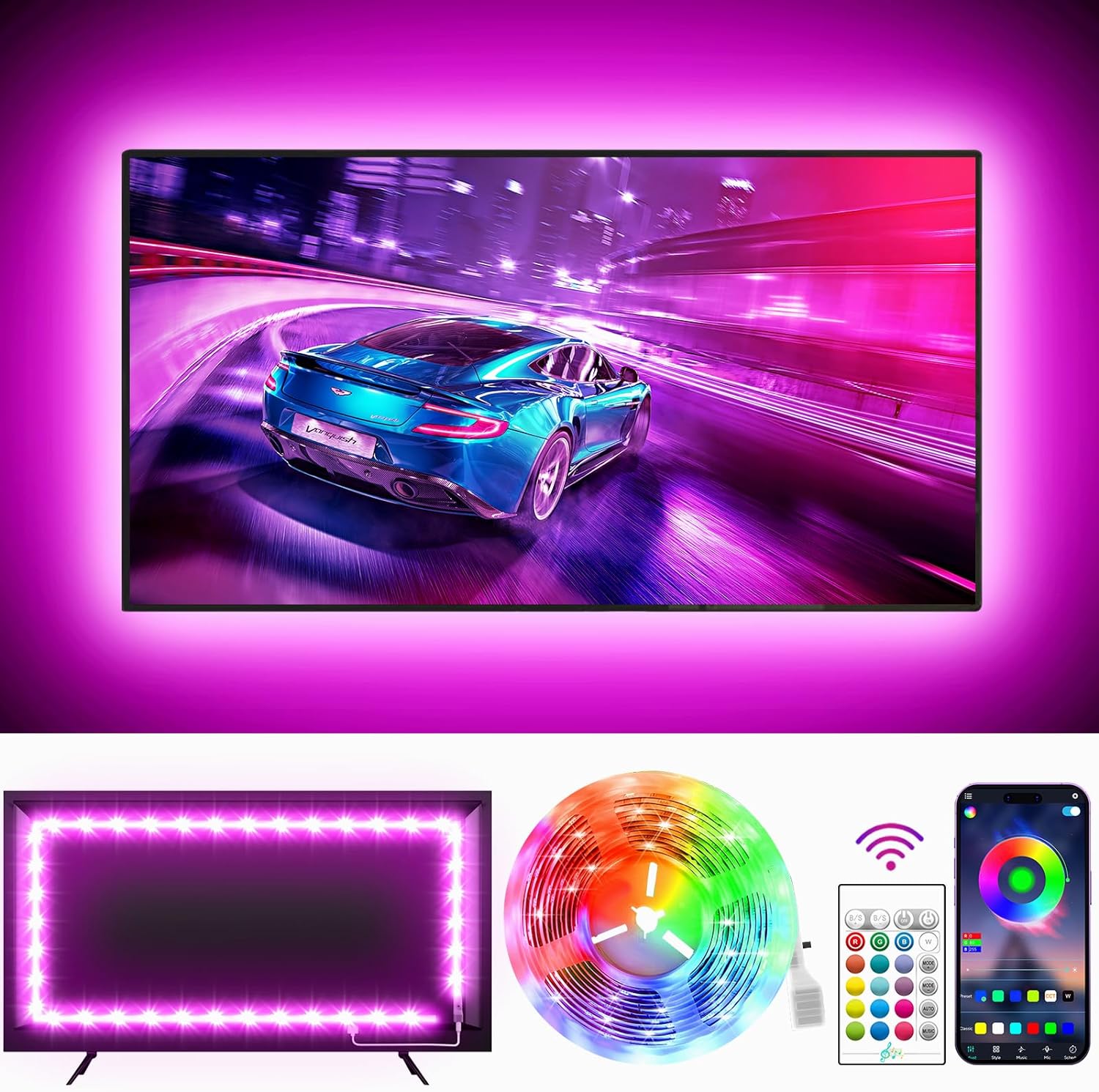 LED 4M RGB USB 5050 Podsvícení pro TV Ledy PILOT APLIKACE Sada za 268 ...
