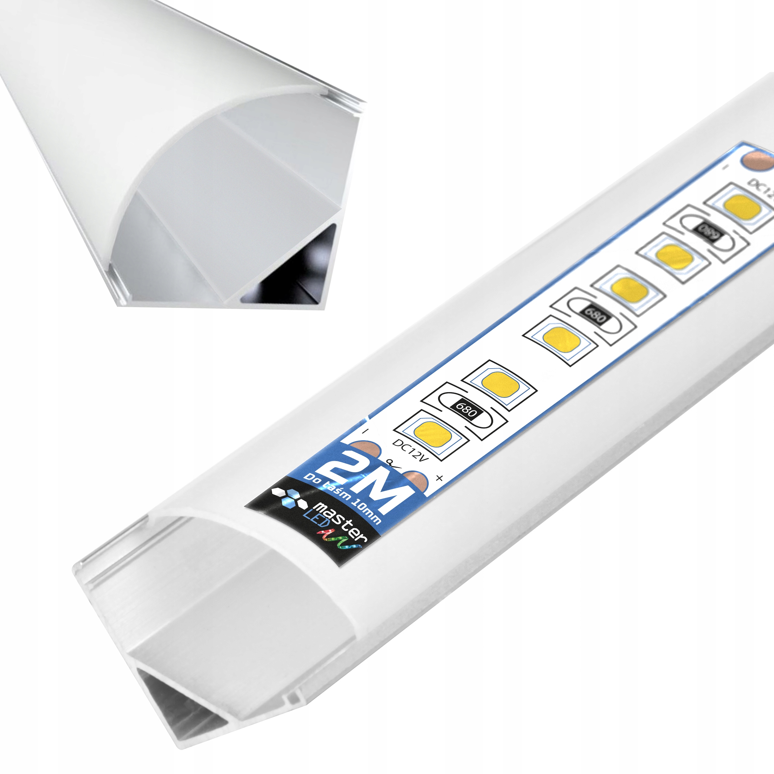 Rohový profil pro LED PÁSKY S KRYTEM 2m hliníkový, (5904703008002 ...