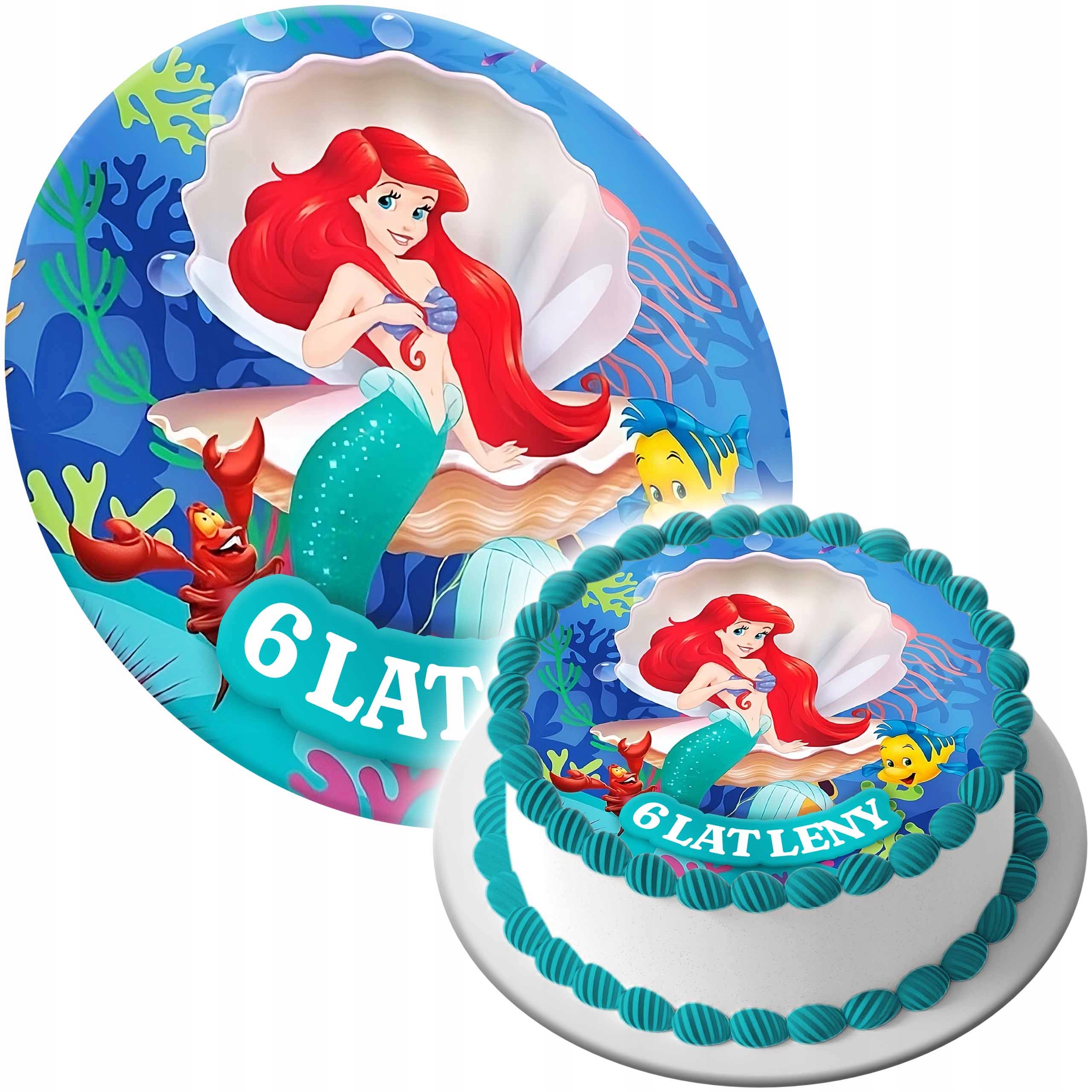 OPŁATEK NA TORT SYRENKA ARIEL ARIELKA + TEKST TWÓJ NAPIS (5906329902825 ...