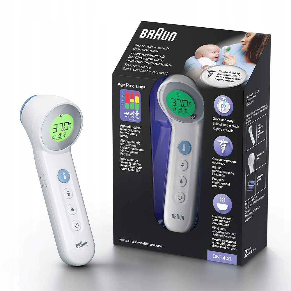 BRAUN Termometr bezdotykowy do czoła BNT400 (4022167104007) • Cena ...
