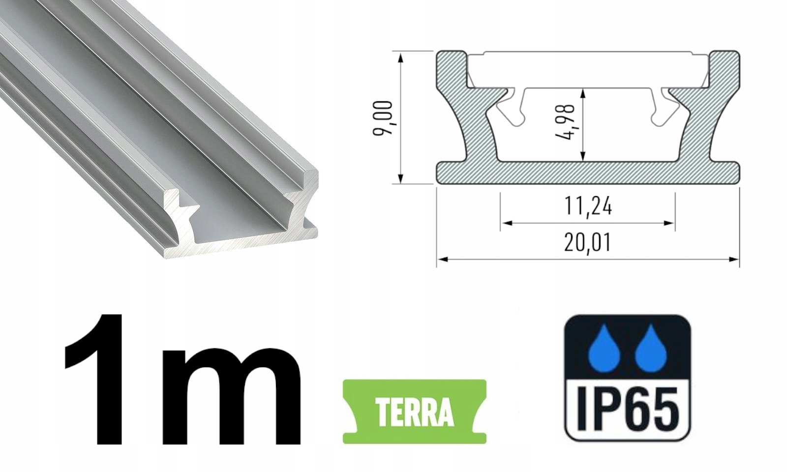 PROFIL LED WODOODPORNY IP65 DO TAŚMY SREBRNY 1m • Cena, Opinie ...