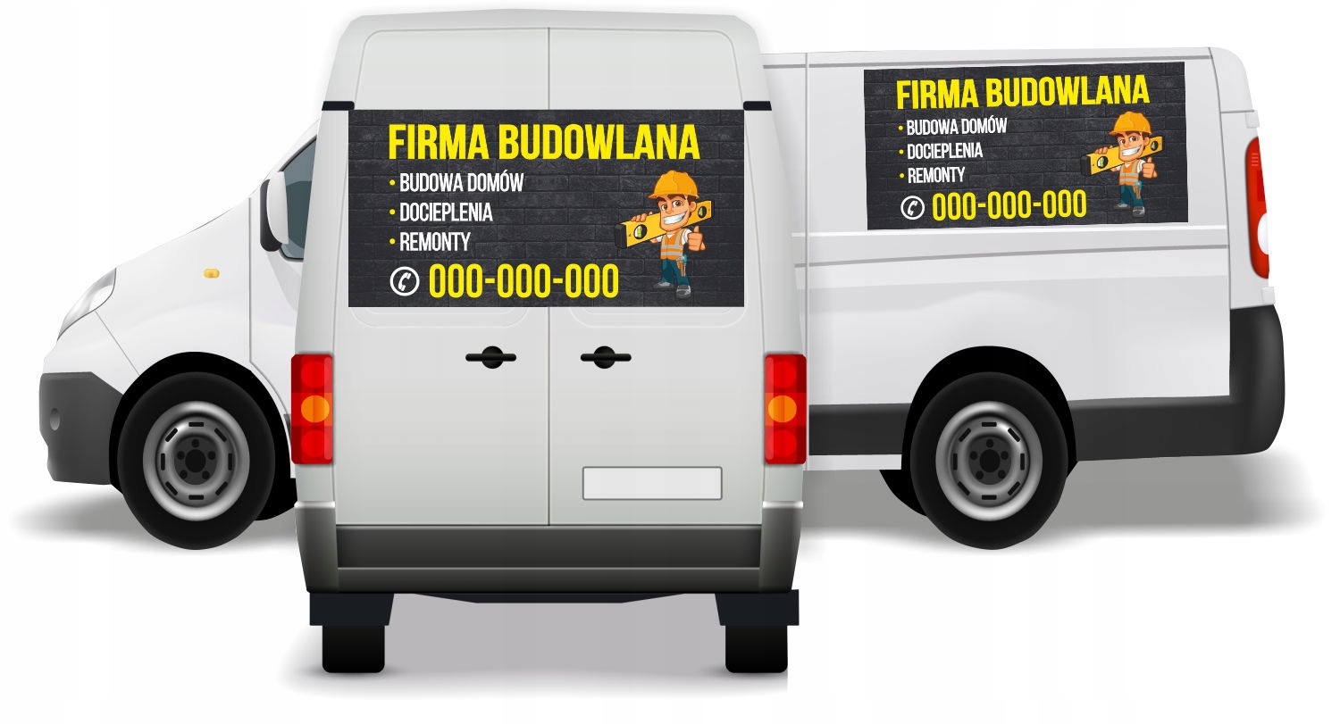 Reklama Naklejka na samochód FIRMA BUDOWLANA REMONTY • Cena, Opinie ...