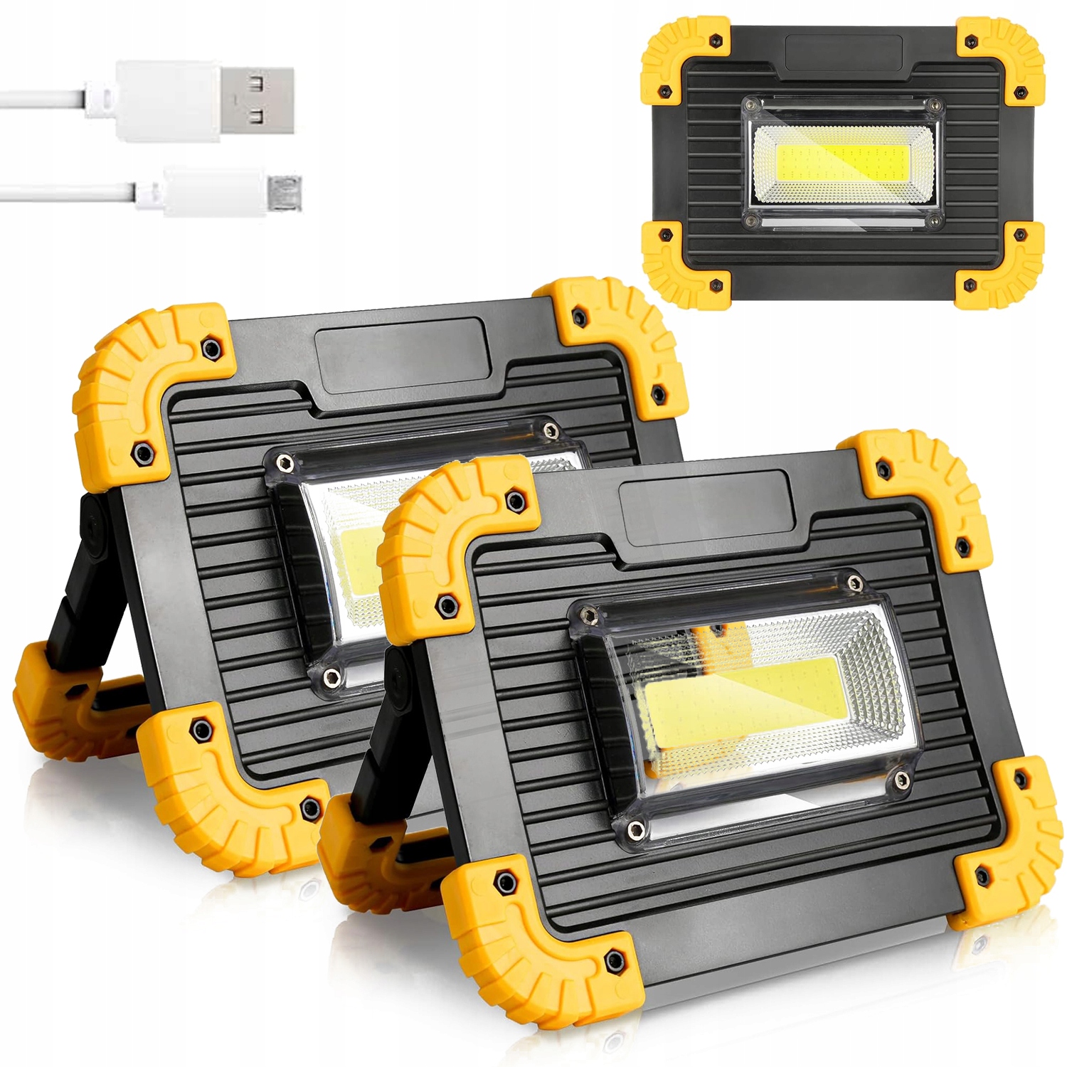 NAŚWIETLACZ LED 30W REFLEKTOR ROBOCZY BUDOWLANY LAMPA USB akumulator ...