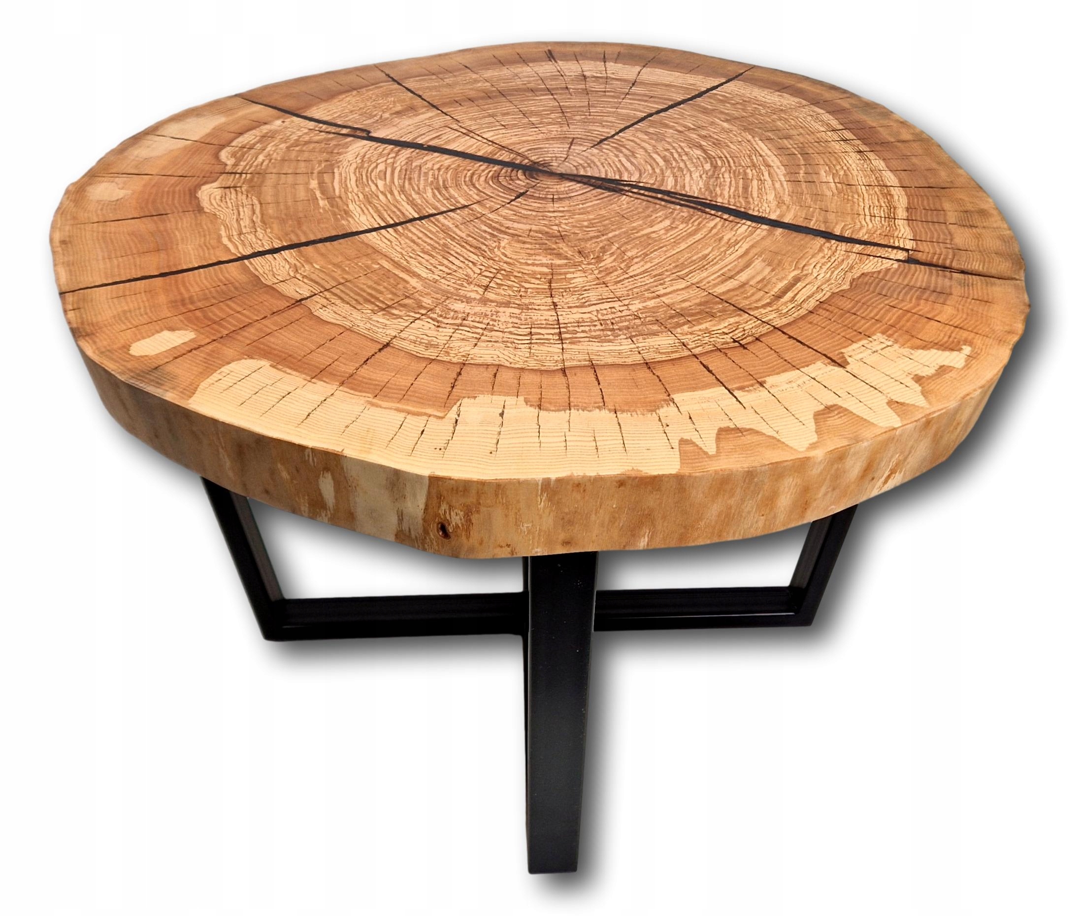 STOLIK KAWOWY ŁAWA Z PLASTRA DREWNA ŻYWICA 72x69cm (Stolik z plastra ...