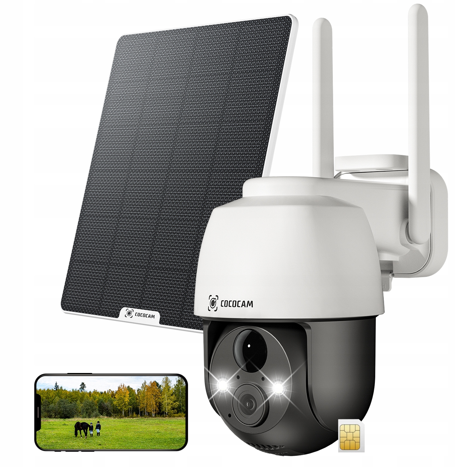 KAMERA SOLARNA ZEWNĘTRZNA OBROTOWA NA KARTĘ SIM 4G LTE GSM 2K 10000mAh ...