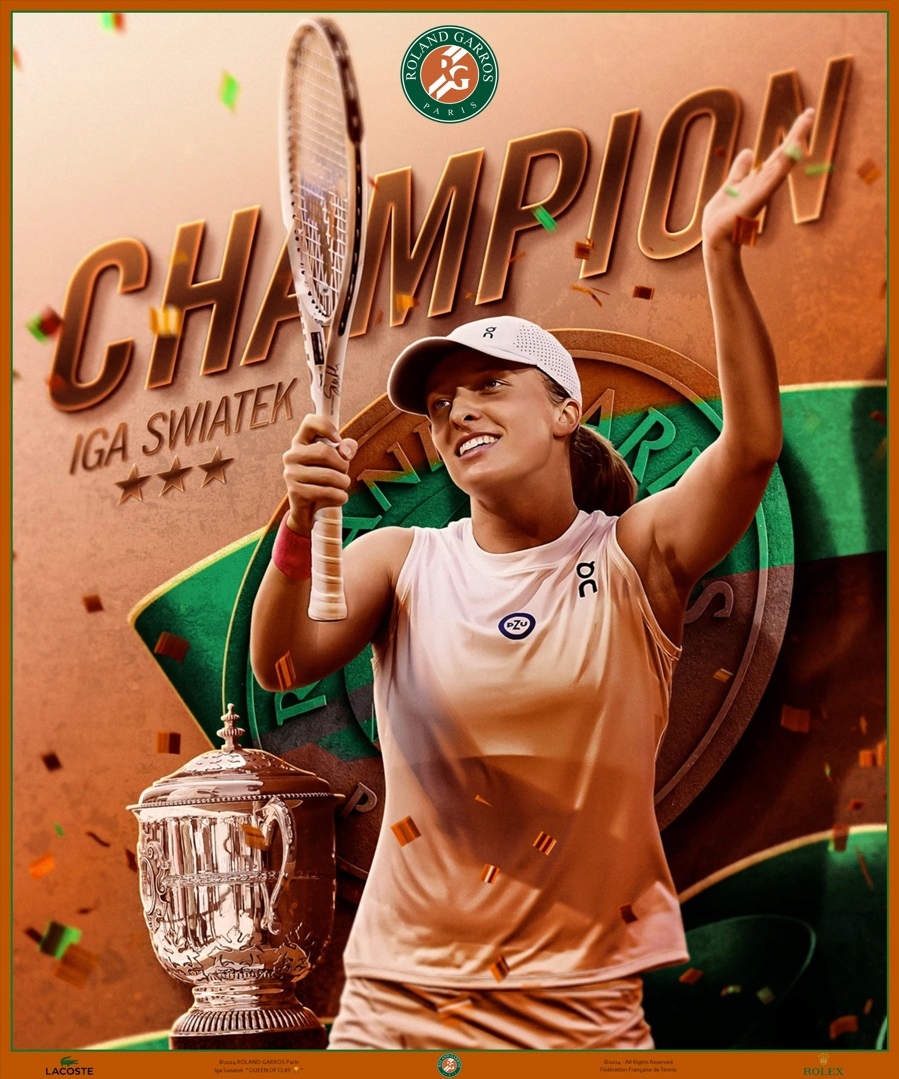 IGA ŚWIĄTEK - Roland Garros (2024) Kolekcjonerski Poster Exclusive ...