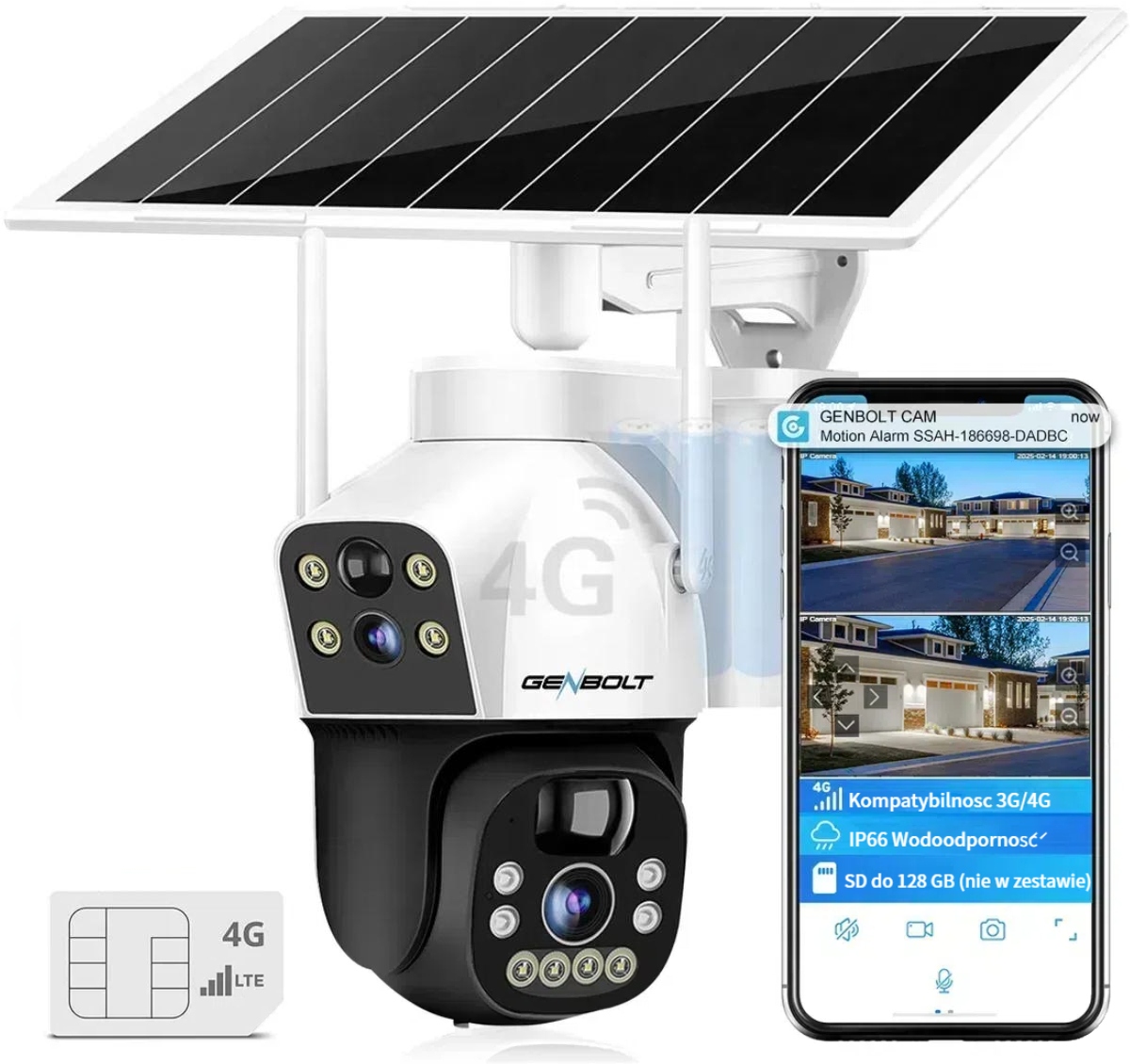 KAMERA ZEWNĘTRZNA SOLARNA IP NA KARTĘ SIM 4G LTE GSM 2W1 DUAL OBROTOWA SMART cctv - Sklep ...