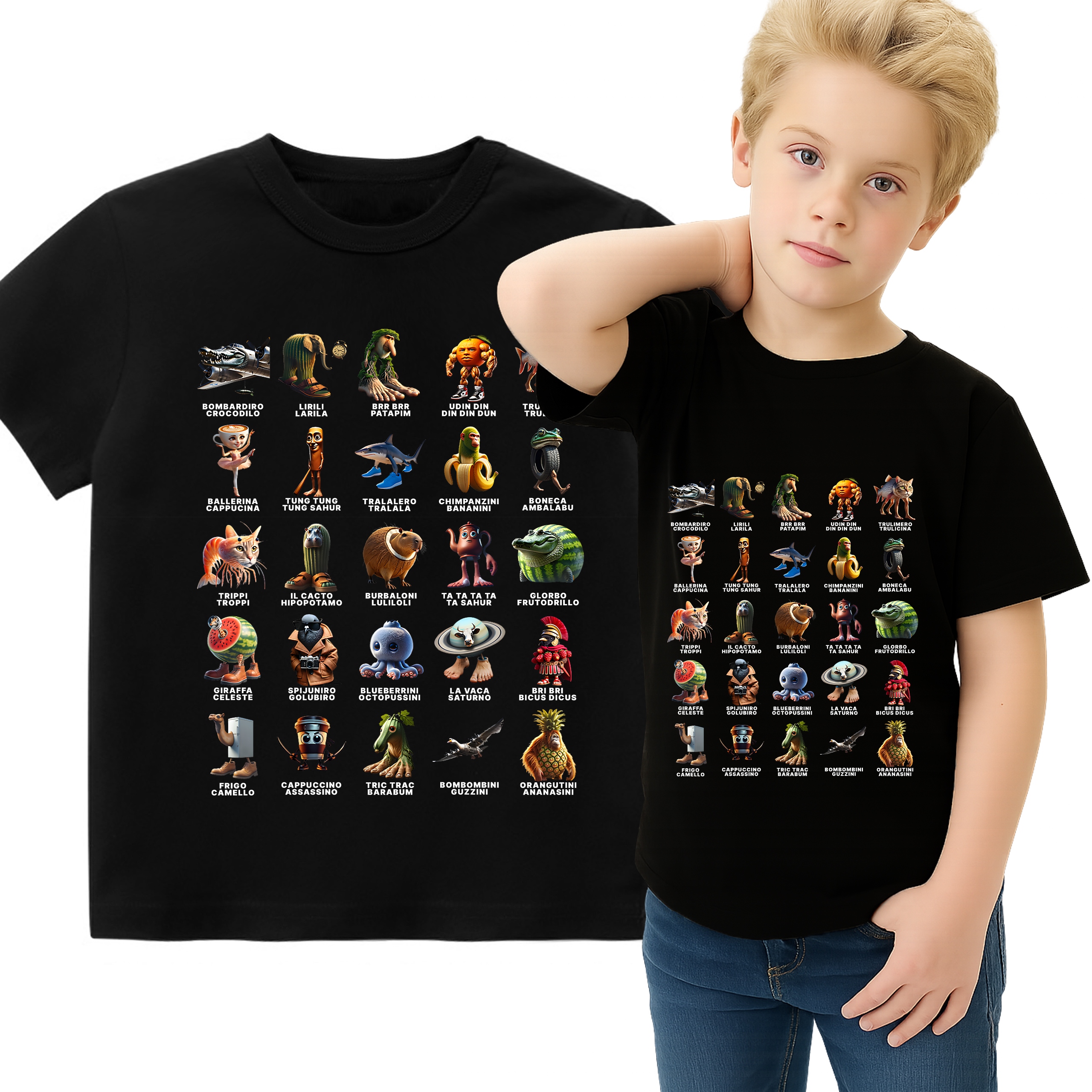 ITALIAN BRAINROT KOSZULKA TRALALERO TRALALA TIK TOK BOMBARDIRO r. 92/98 ...