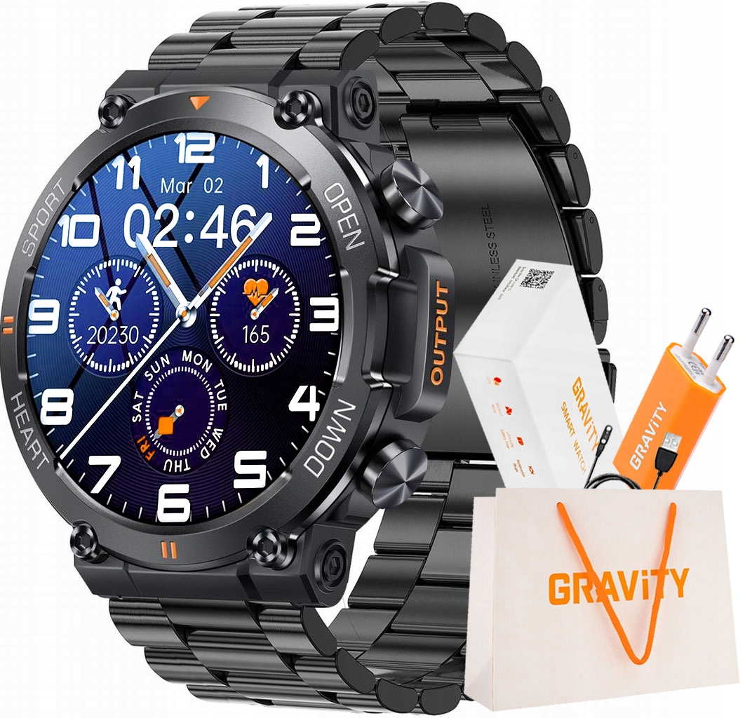 Zegarek męski SMARTWATCH GRAVITY ROZMOWY MENU PL - Sklep, Opinie, Cena ...