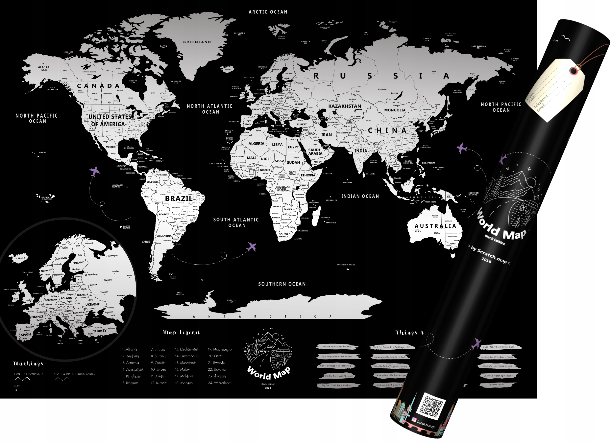 KARTA SVIJETA OTREBANA + EUROPA SREBRNA - KAMENIK