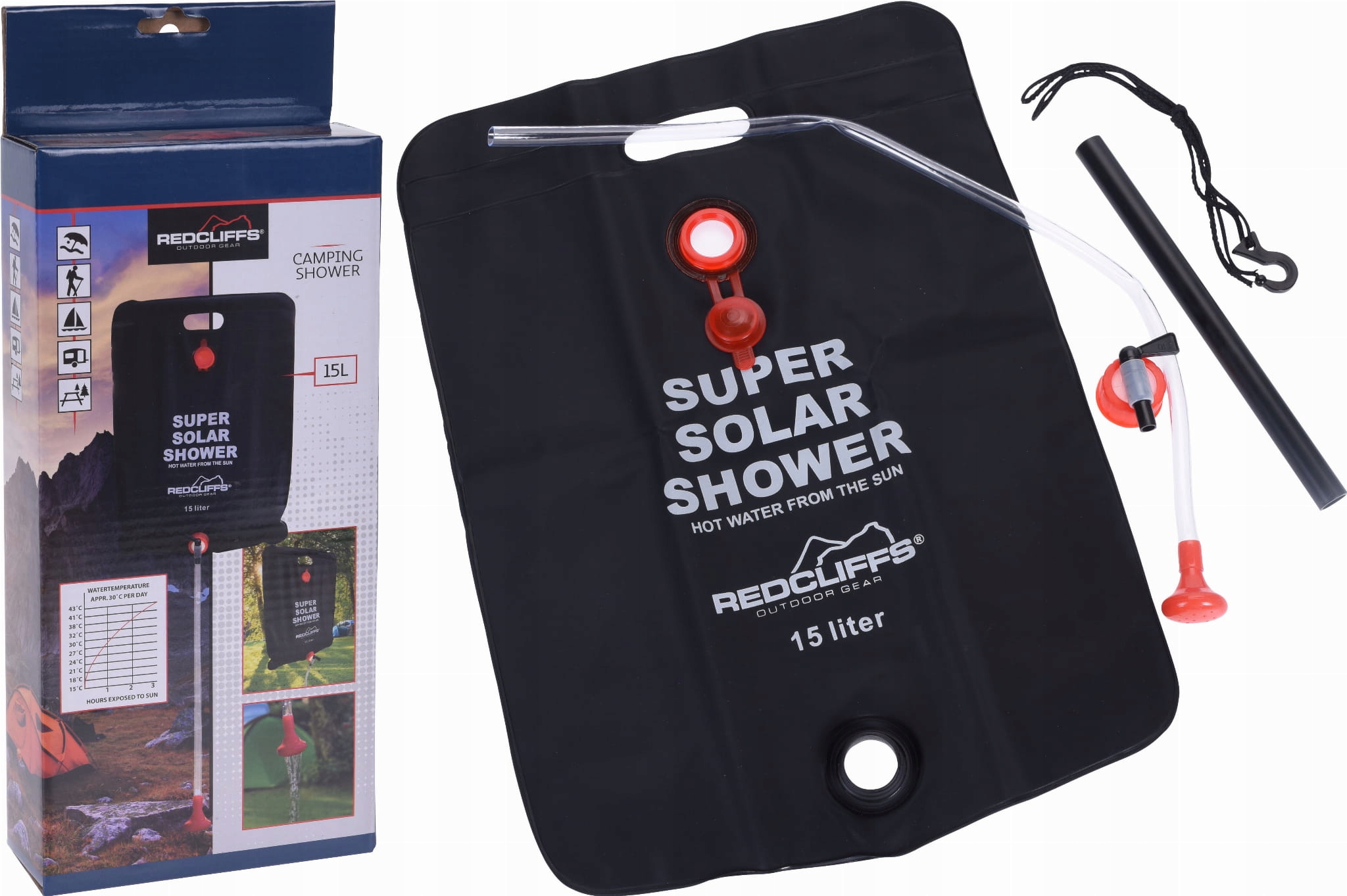 Kempingová turistická záhradná sprcha 15 l čiern - Allegro