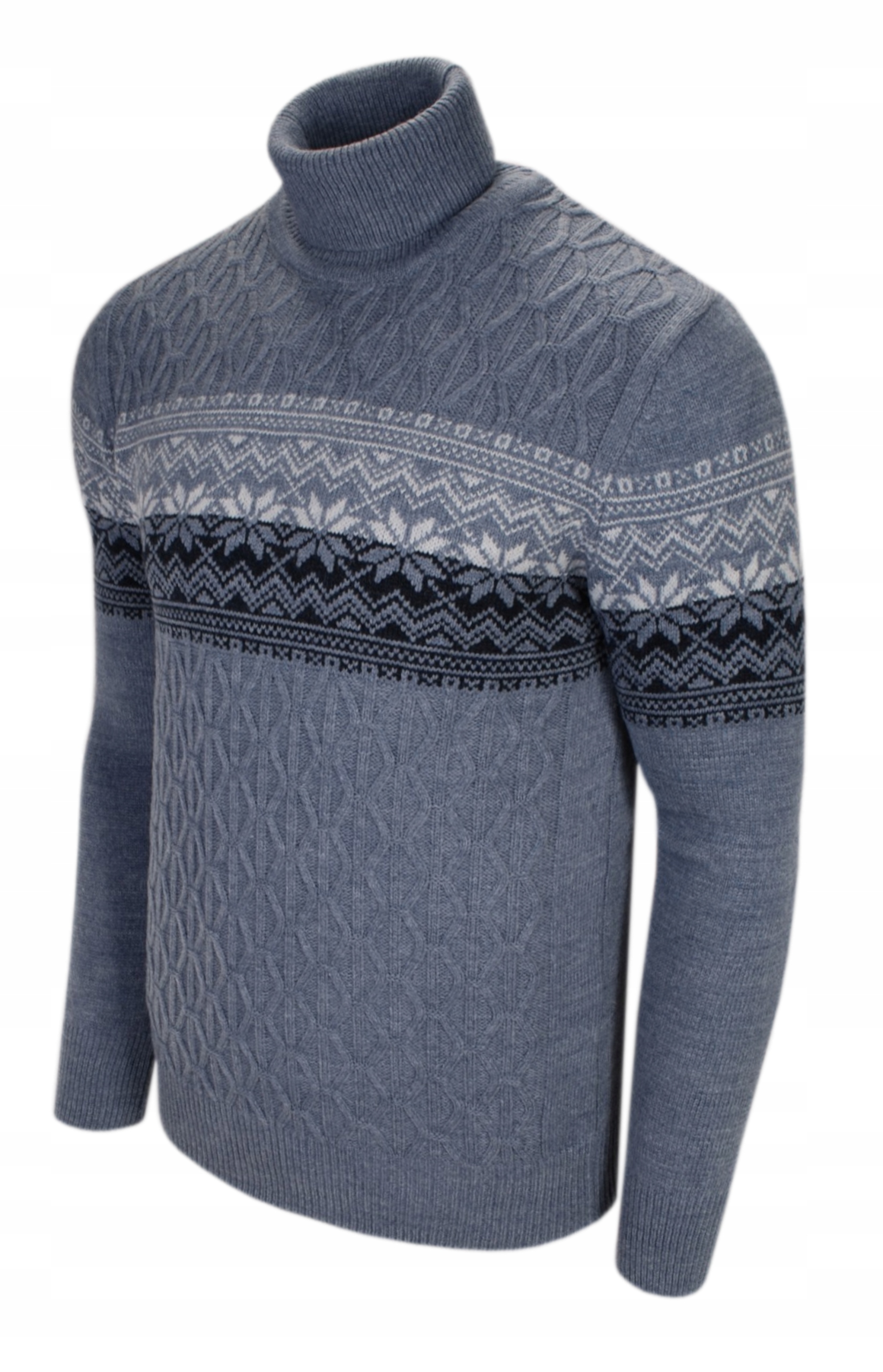 XXL-Wełniany sweter-golf wzór norweski świąteczny turecki WNS-7120/5 ...