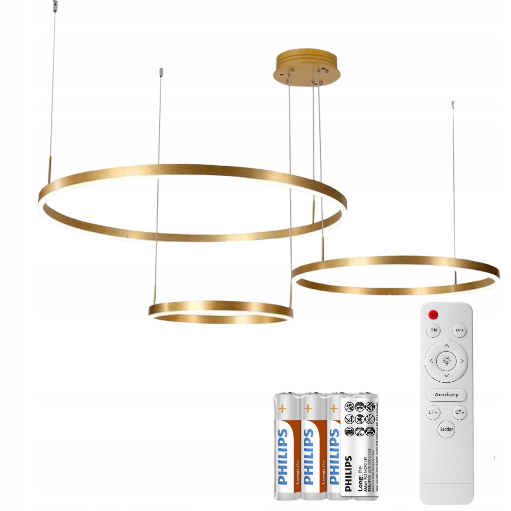 NOWOCZESNA LAMPA SUFITOWA LED WISZĄCA RING OKRĘGI KOŁA ZŁOTA PILOT XXL (Ring 3 40/60/80cm ...