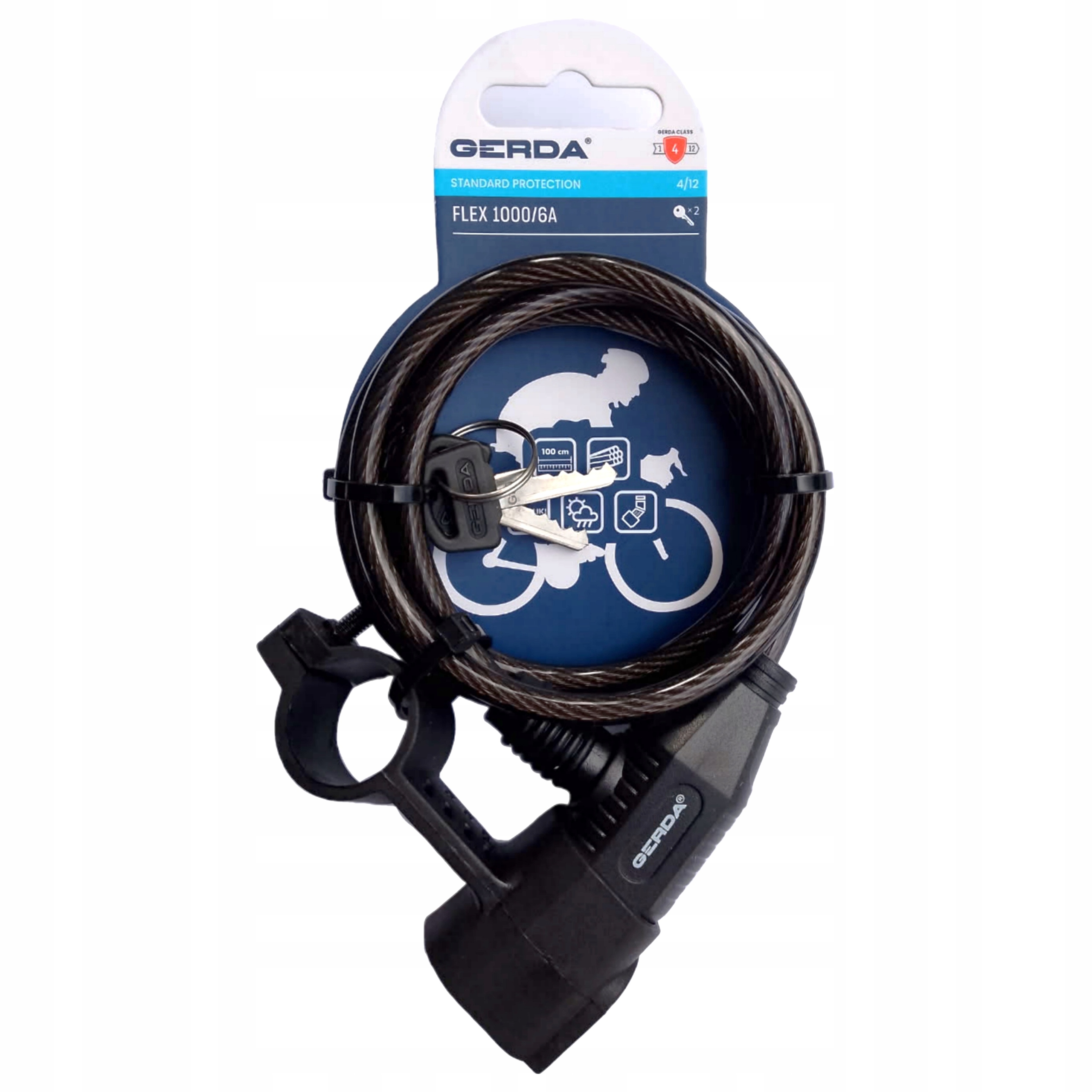 ZAMKNIĘCIE LINKA DO ROWERU GERDA FLEX 1000/6A 100 cm - 5904954809847 - 17575806902 - Allegro