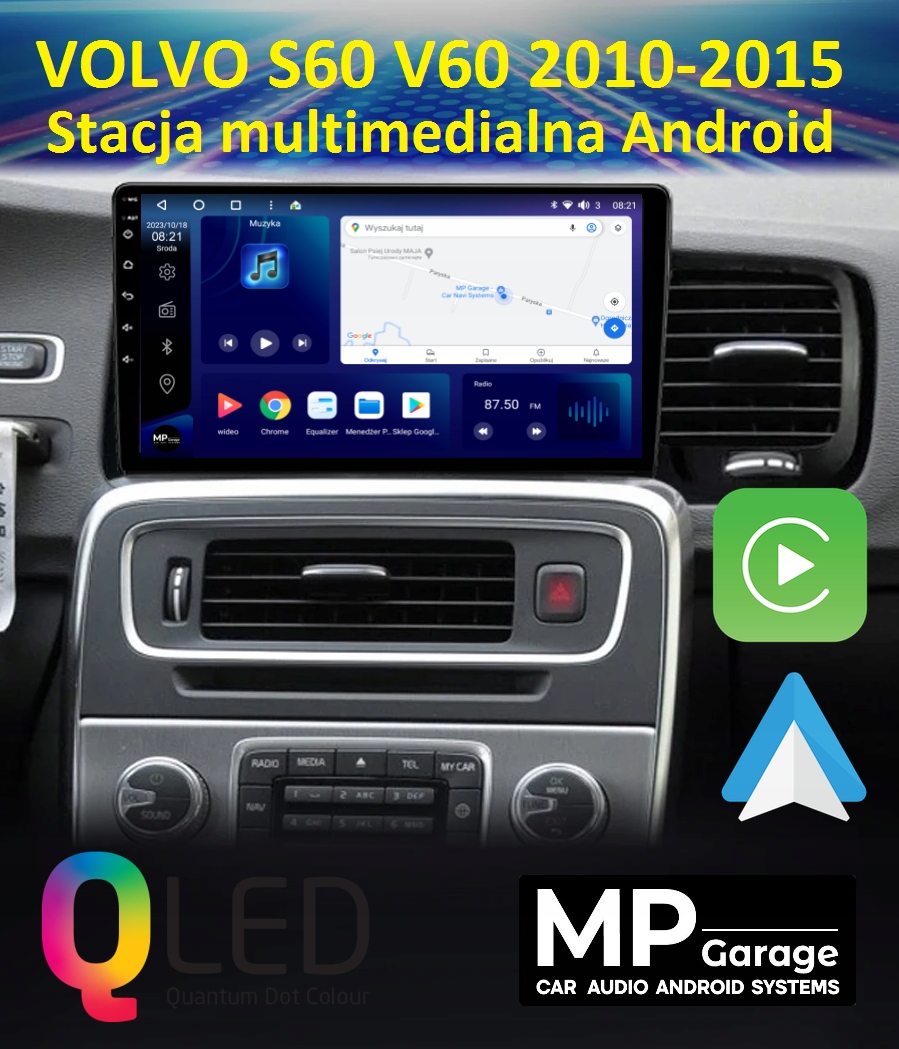 RADIO ANDROID VOLVO S60 V60 2010-2015 STACJA MULTIMEDIALNA CARPLAY ...