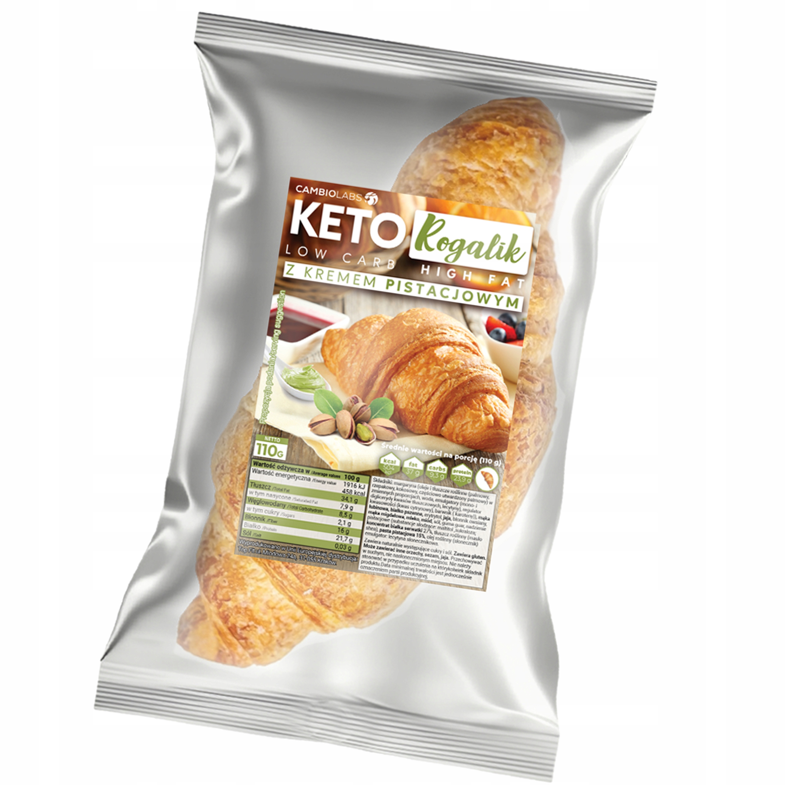 Rogalik keto croissant CambioLabs z kremem pistacjowym niski IG białko ...