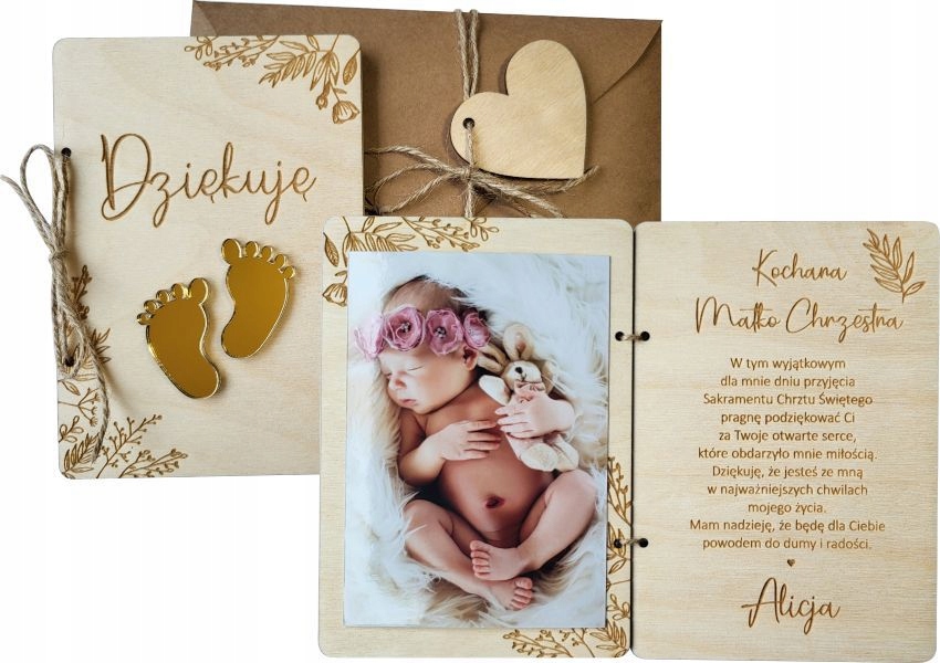 PODZIĘKOWANIE DLA CHRZESTNYCH MATKI CHRZESTNEJ OJCA NA CHRZEST RAMKA STÓPKI (651818083572 ...