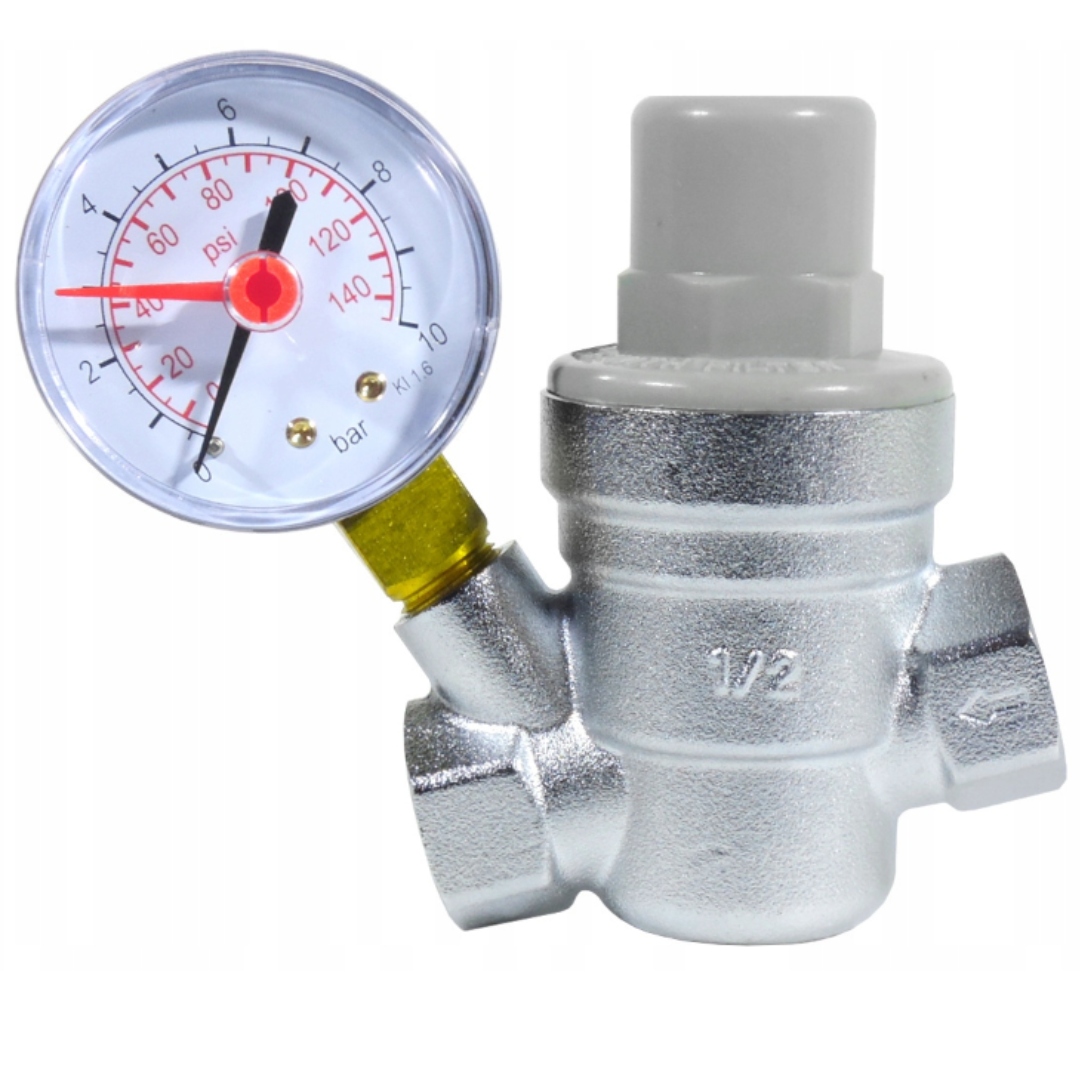 REDUKTOR REGULATOR CIŚNIENIA WODY Z MANOMETREM FI 1/2'' DN15 MOSIĘŻNY FILTR (5901812306197 ...