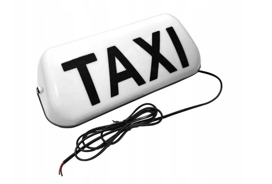 LAMPA TAXI LED BIAŁA Z NAPISEM KOGUT SYGNALIZATOR GAPA NA MAGNES Z WTYCZKĄ 5906482773058 za z ...