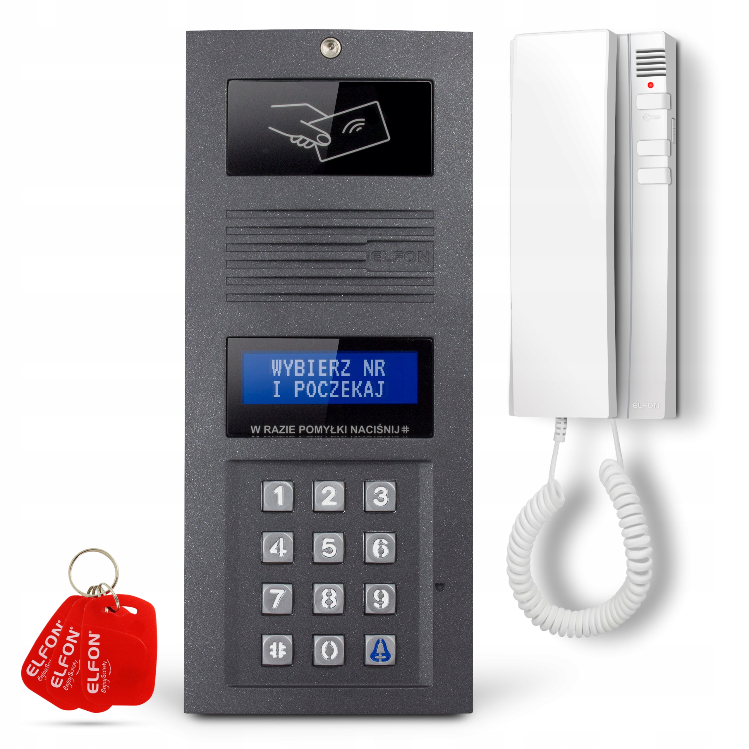 Domofon cyfrowy zestaw ELFON OPTIMA SZYFRATOR Furtka Brama czytnik ...