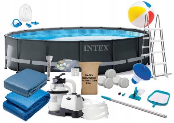 Basen 549x132 Intex 26330 stelażowy ogrodowy z pompą piaskową 14w1 ...