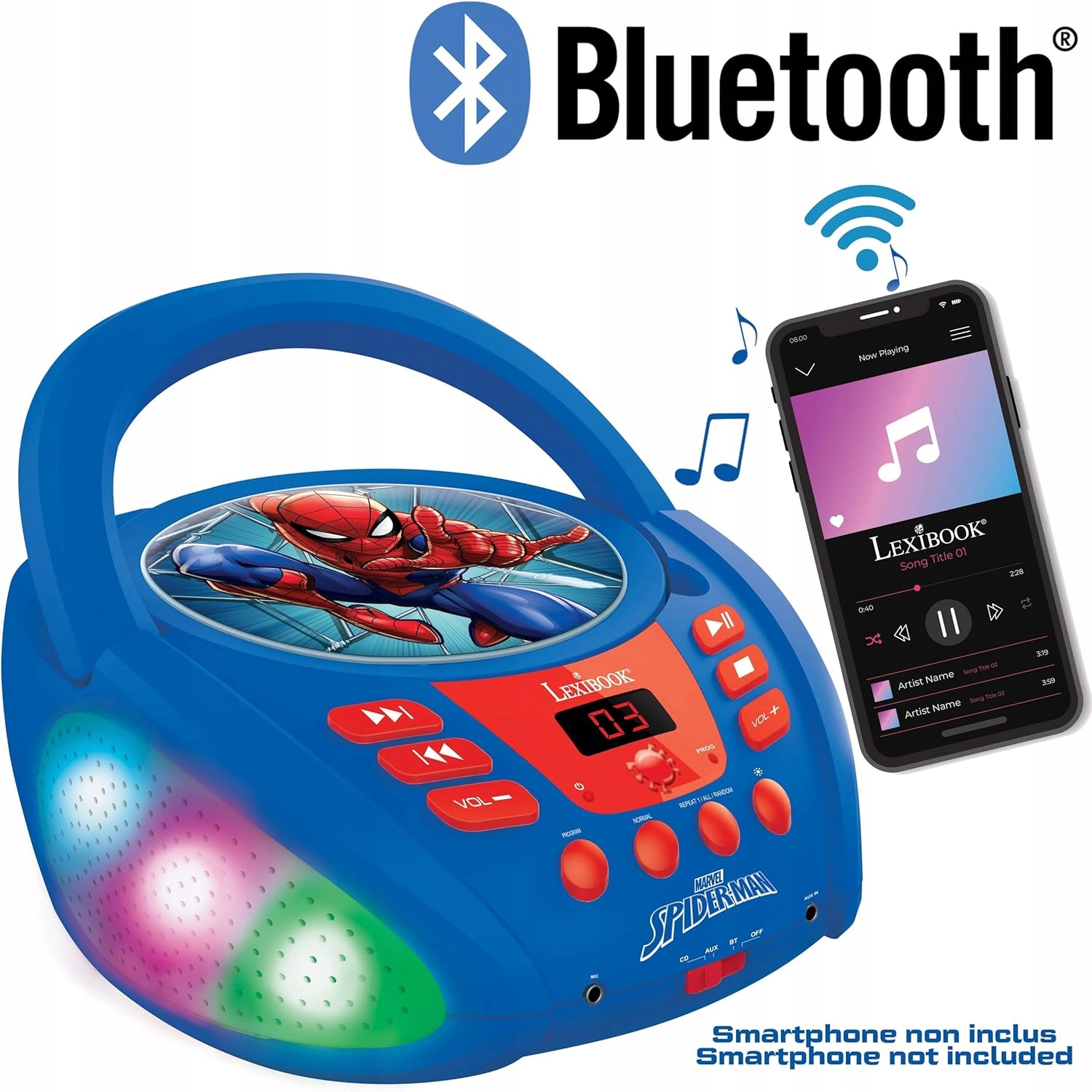 Lexibook Spider-Man Odtwarzacz CD z Bluetooth Boombox RCD109SP - Sklep ...