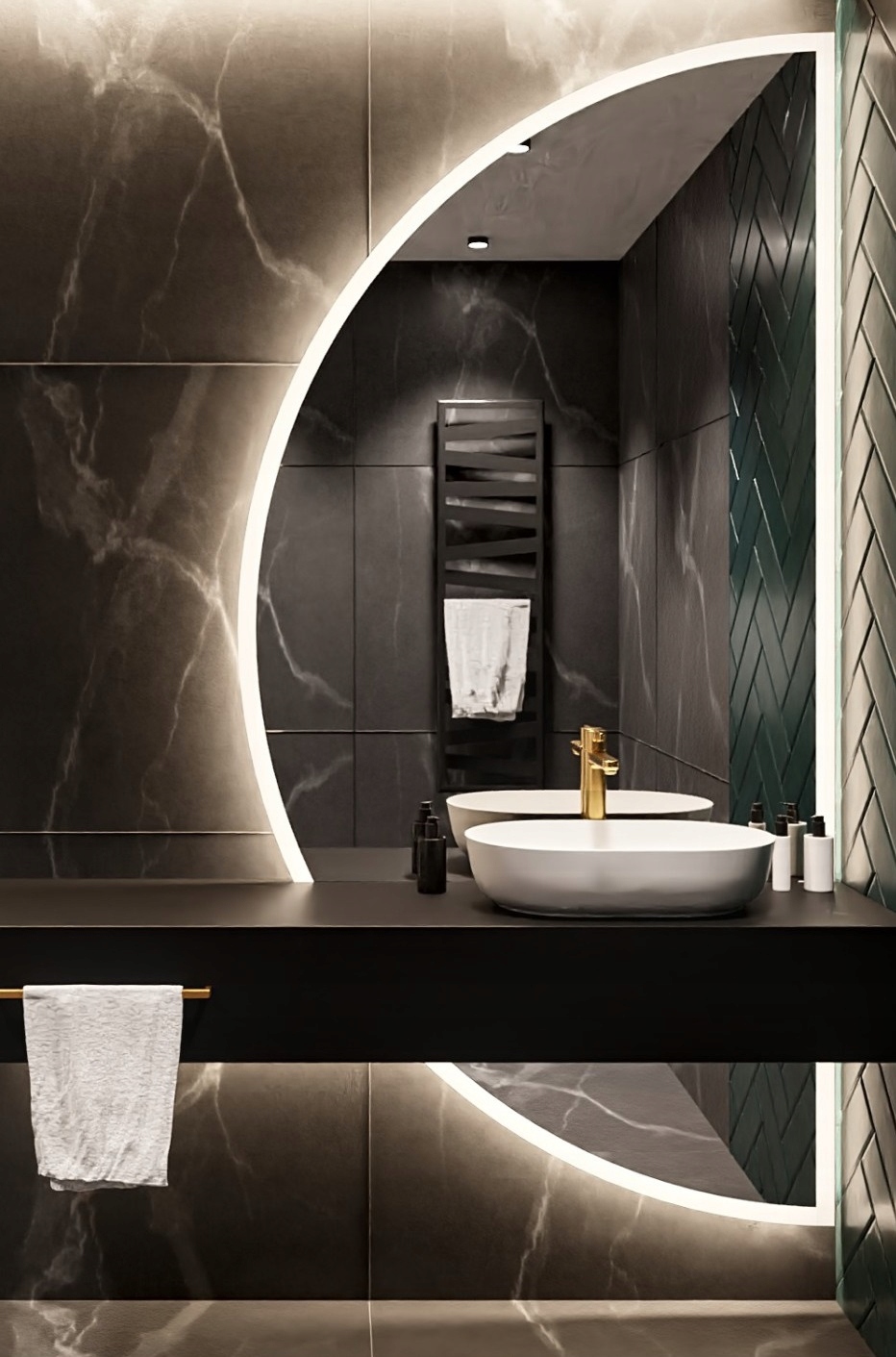 Lustro łazienkowe półokrągłe DOPPIO LED II 80x160 (Alfaram Doppio led II) • Cena, Opinie ...