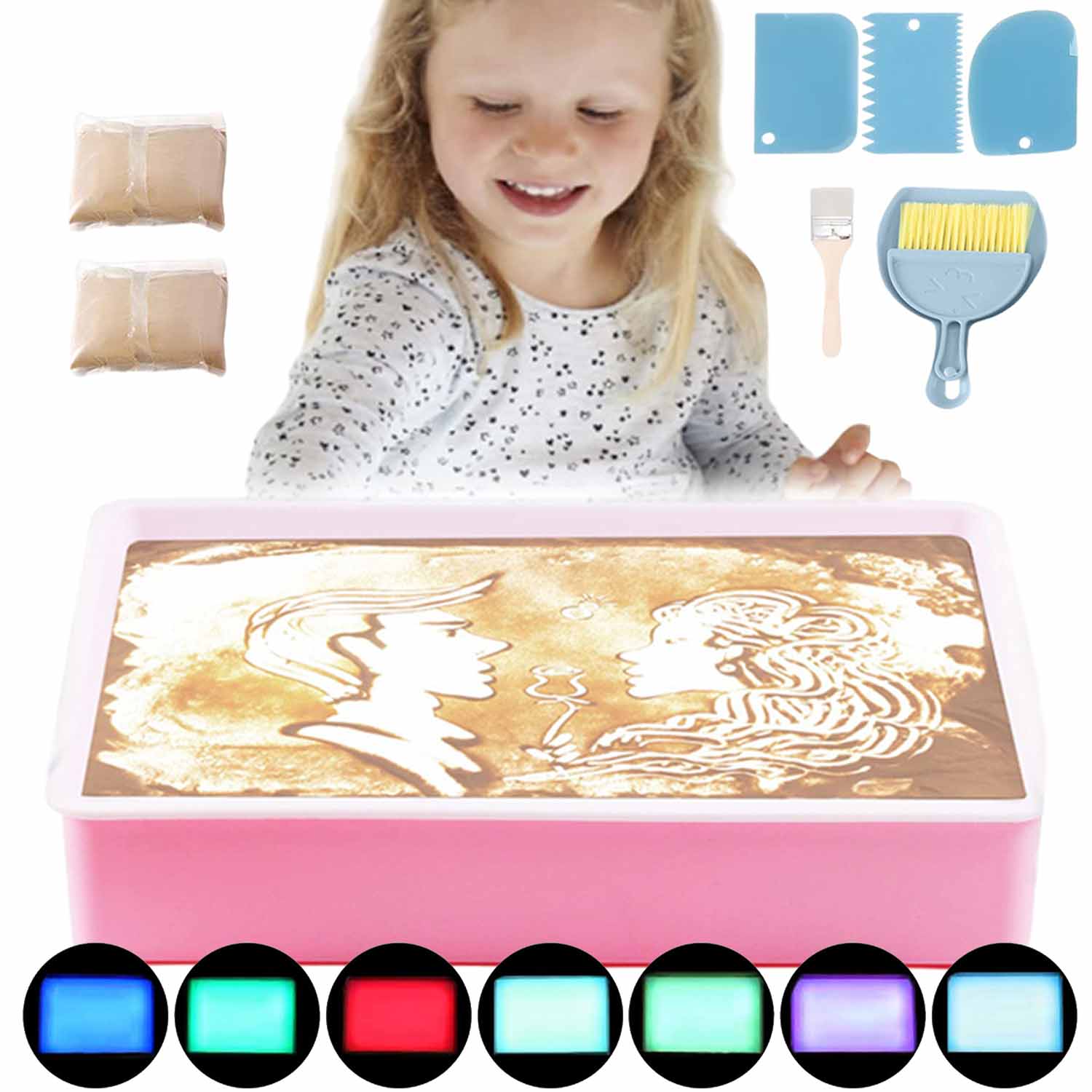 VZDĚLÁVACÍ SADA MALOVÁNÍ PÍSKEM S LED LAMPOU PRO DĚTI + USB ...