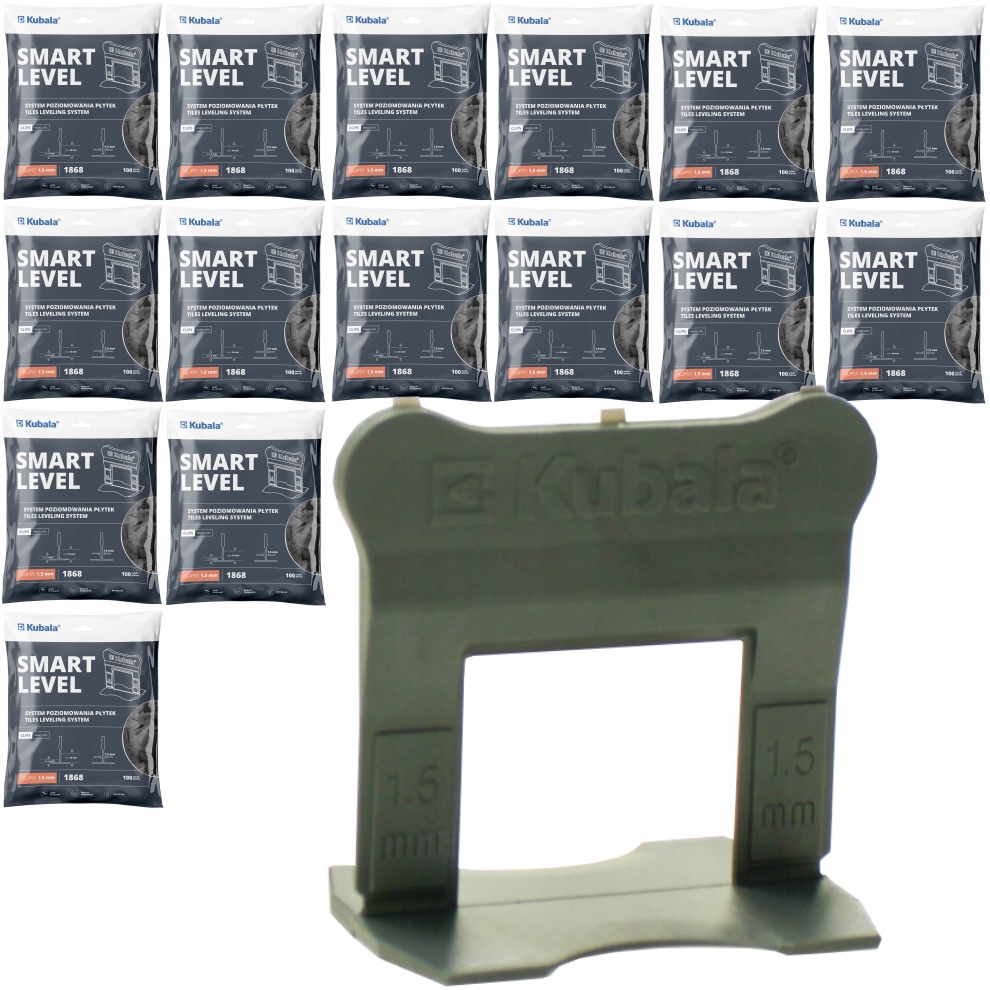KUBALA SMART LEVEL KLIPSY DO POZIOMOWANIA PŁYTEK 1,5MM ZESTAW 1500 SZTUK (5904035204240) • Cena ...