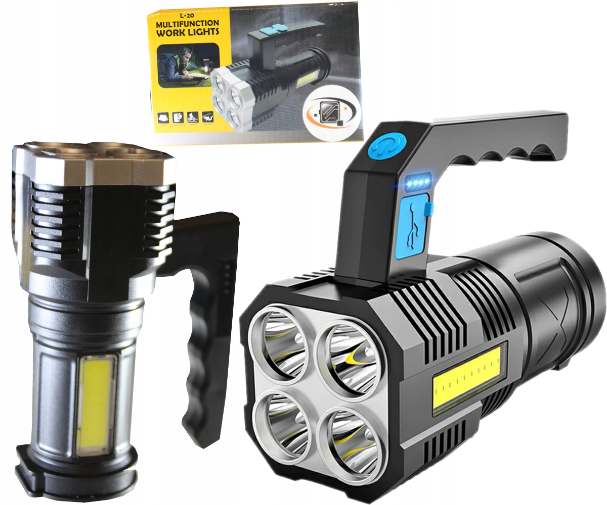 MOCNA LATARKA AKUMULATOROWA SZPERACZ LED COB USB - 7330542574152 ...