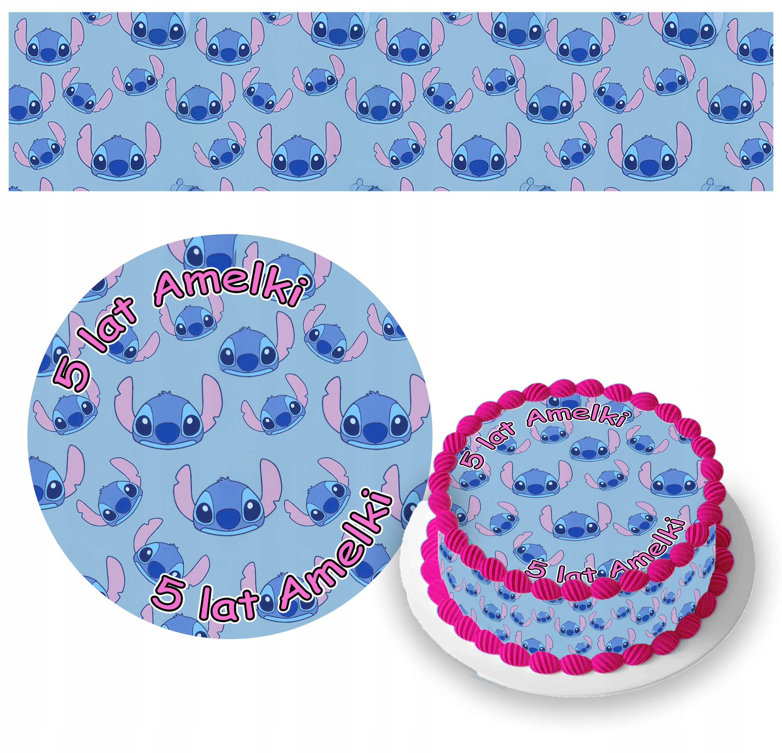 MEGA ZESTAW OPŁATEK NA TORT STICH STICZ STITCH POSTACIE + TEKST GRATIS ...