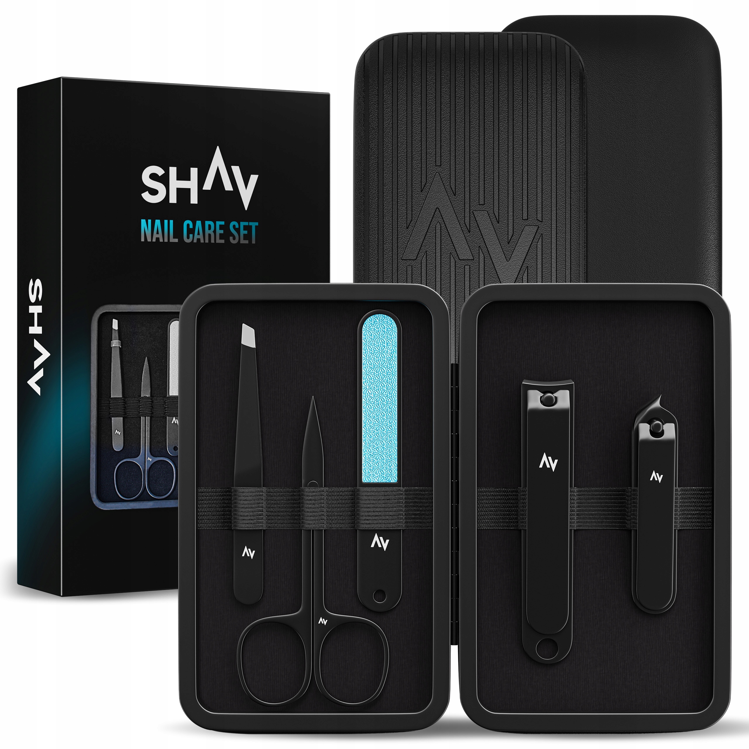 Shav Zestaw do paznokci Męski | Nożyczki | Obcinacz | Pilnik | Pęseta ...