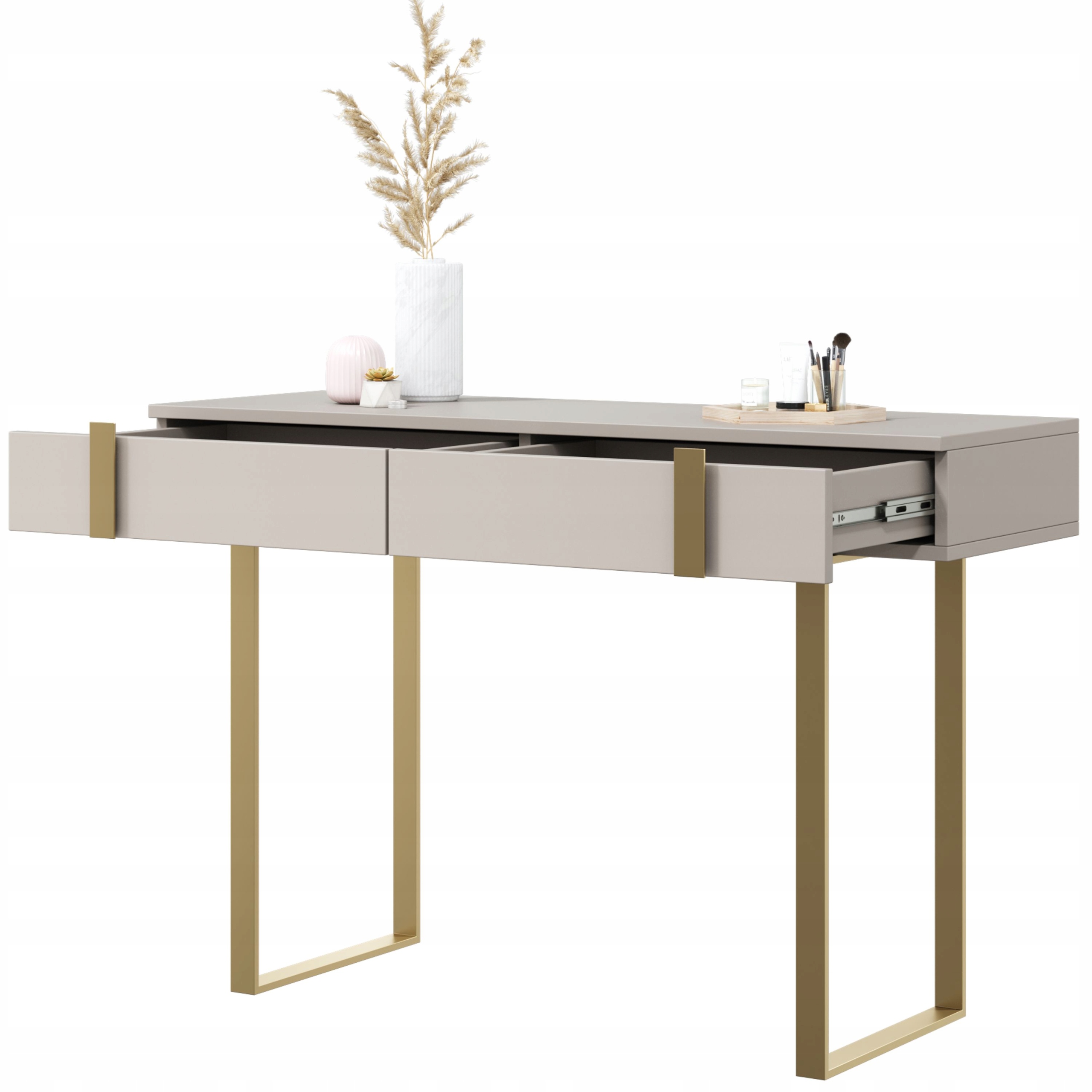 TOALETKA KONSOLA BIURKO 120 CM KASZMIR ZŁOTE NÓŻKI NOWOCZESNA SCANDII ...