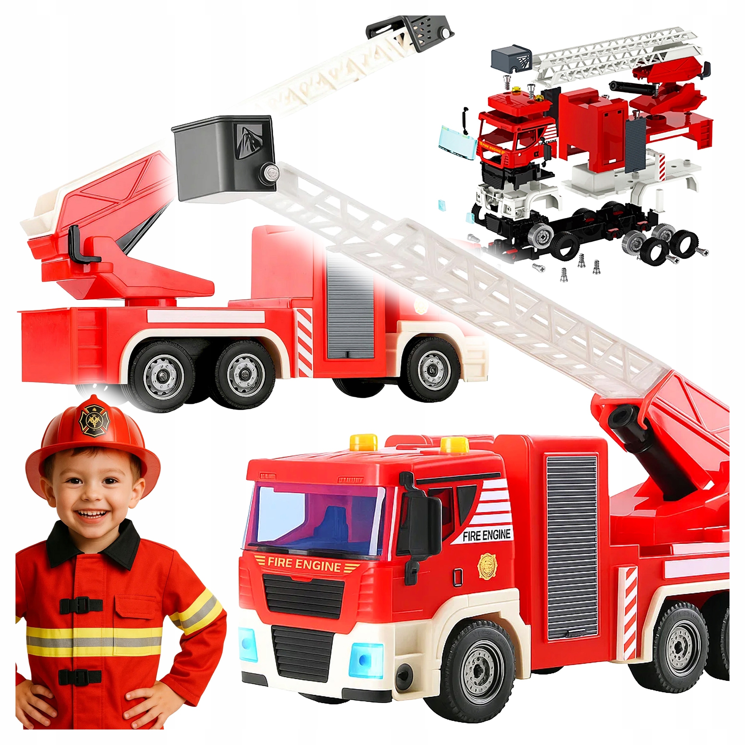 Nagy tűzoltóautó létra fényekkel 2 az 1-ben játék, (5904100220731) • Ár ...