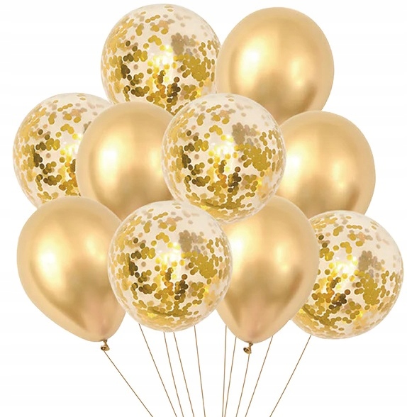BALONY ZESTAW ZŁOTE KONFETTI SYLWESTER 2024 NOWY ROK HAPPY NEW YEAR ...
