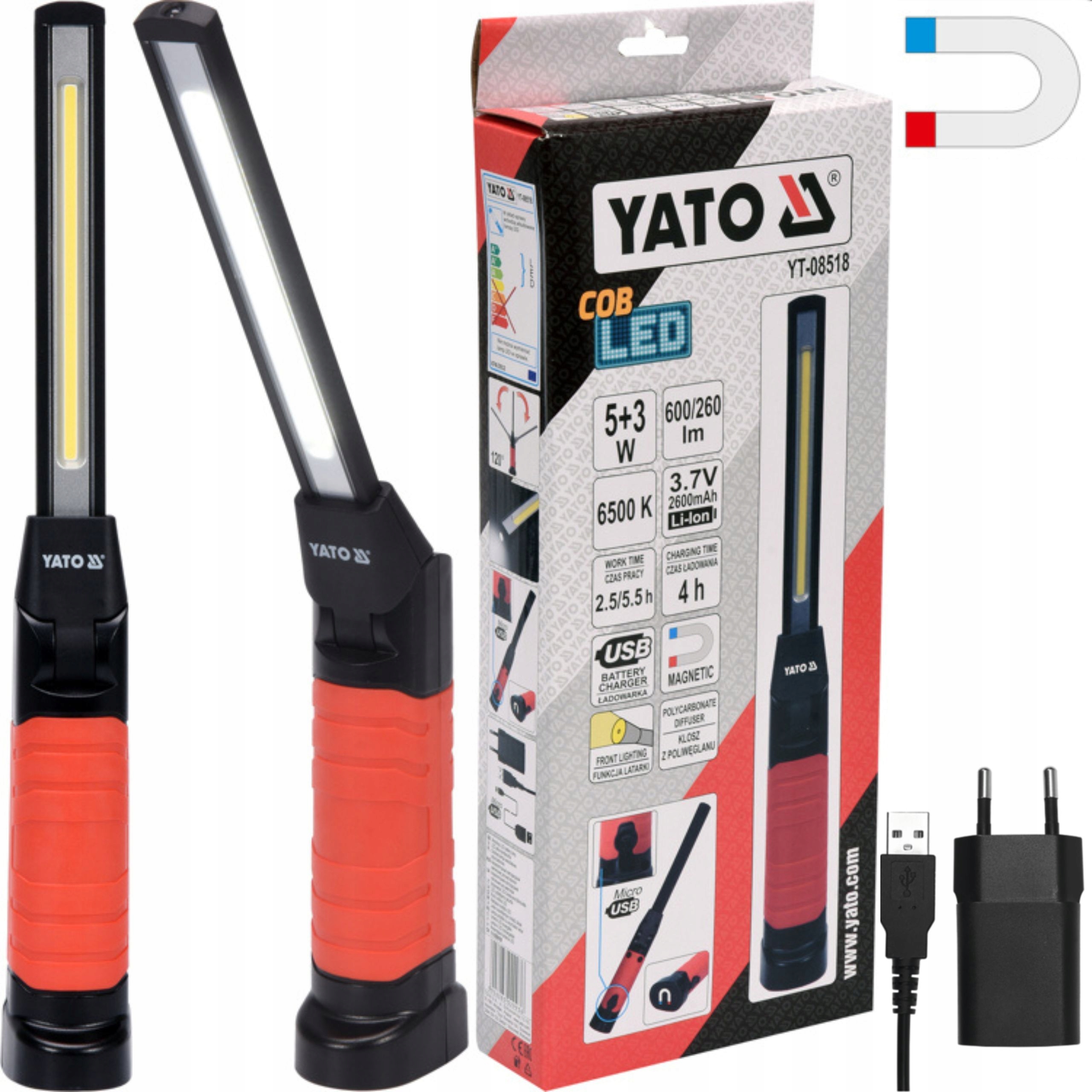 YATO LAMPA WARSZTATOWA MOCNA LED NA AKU LATARKA 5906083029936 za z ...