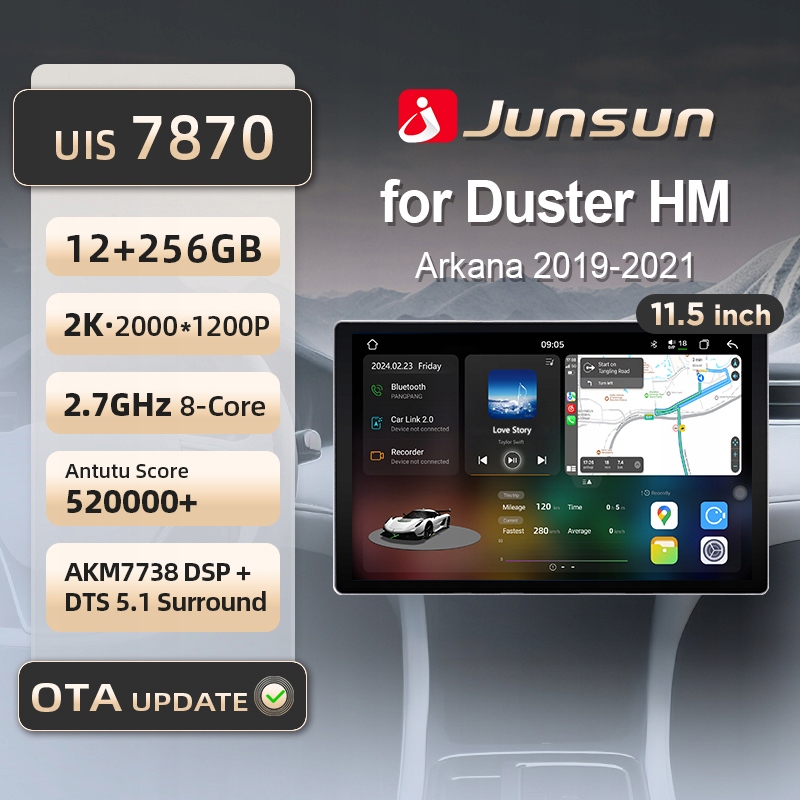 Junsun UIS7870 radio samochodowe Renault Duster Dacia HM 2 2020-2021 12 ...