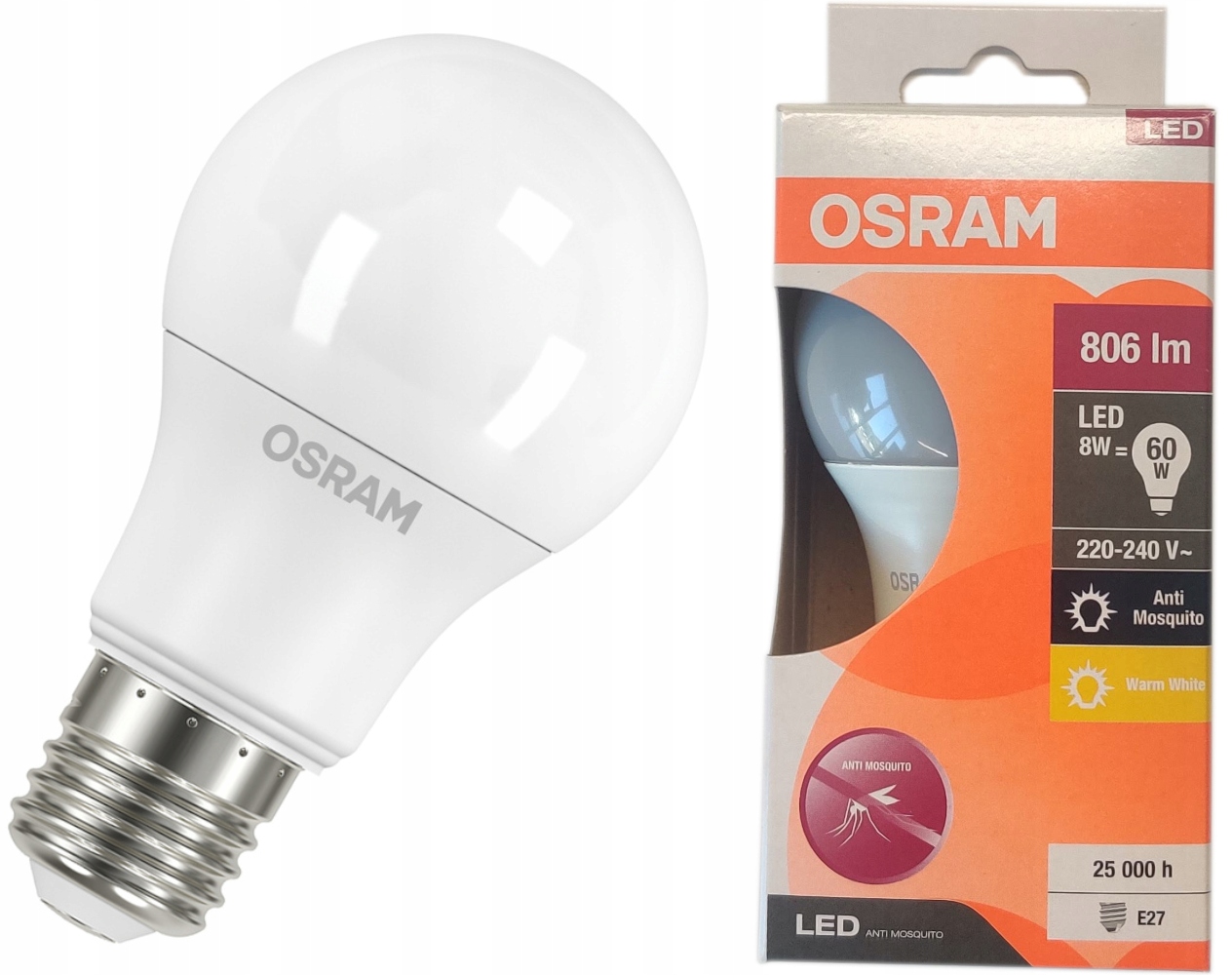 Żarówka LED E27 8W =60W 2700K 806lm MOSQUITO OSRAM (4058075592193) • Cena, Opinie • Źródła ...