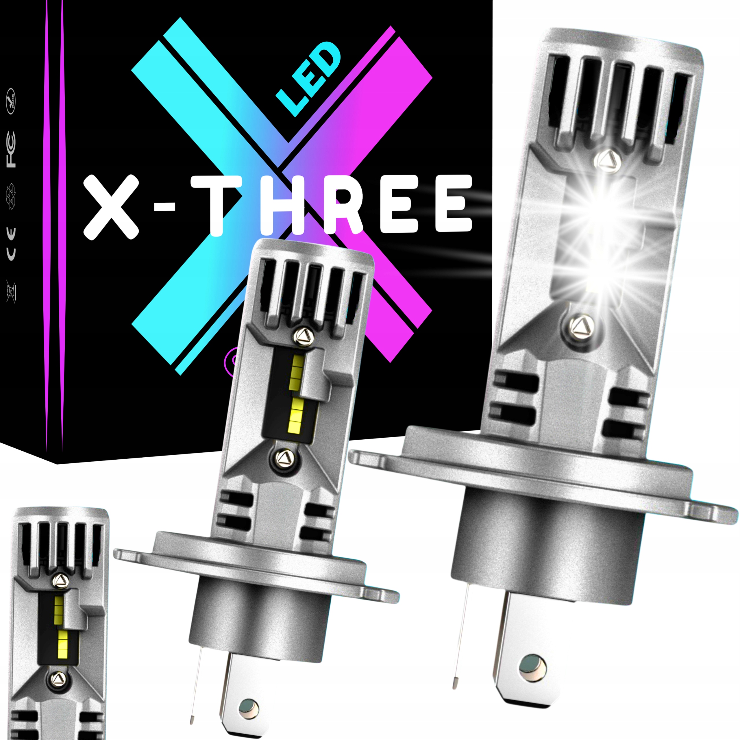 ŻARÓWKI H4 LED HOMOLOGACJA CANBUS MIJANIA DROGOWE MOCNE ŚWIATŁO 70W ...