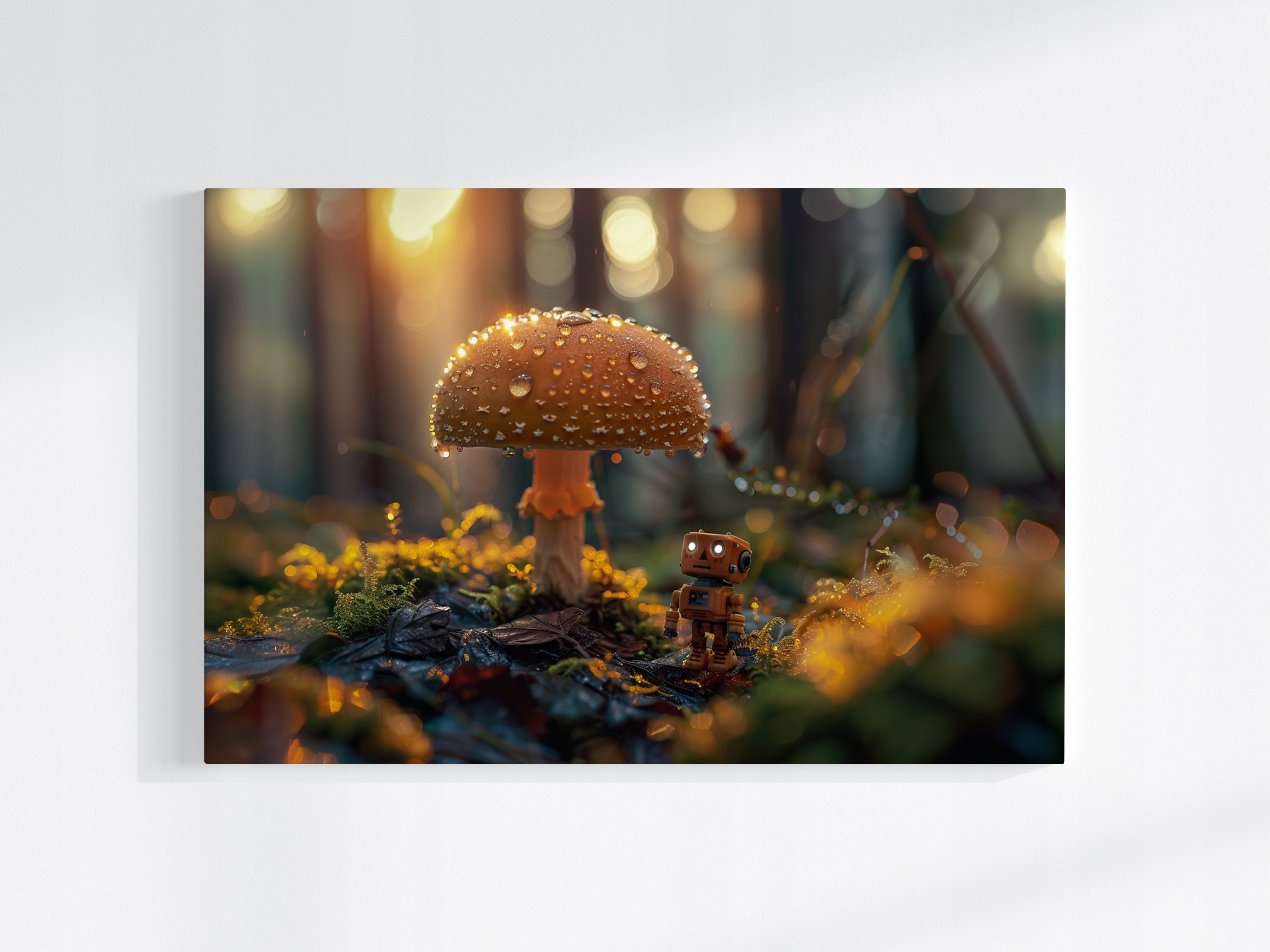 VÁSZON KÉP ROBOT CYBORG ANDROID ERDŐ GOMBA ŐSZ SÉTA 120x80, • Ár ...