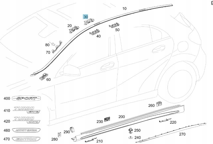 SPINKA KLAMRA LISTWY DACHOWEJ MERCEDES kL A W176 - porównaj ceny ...