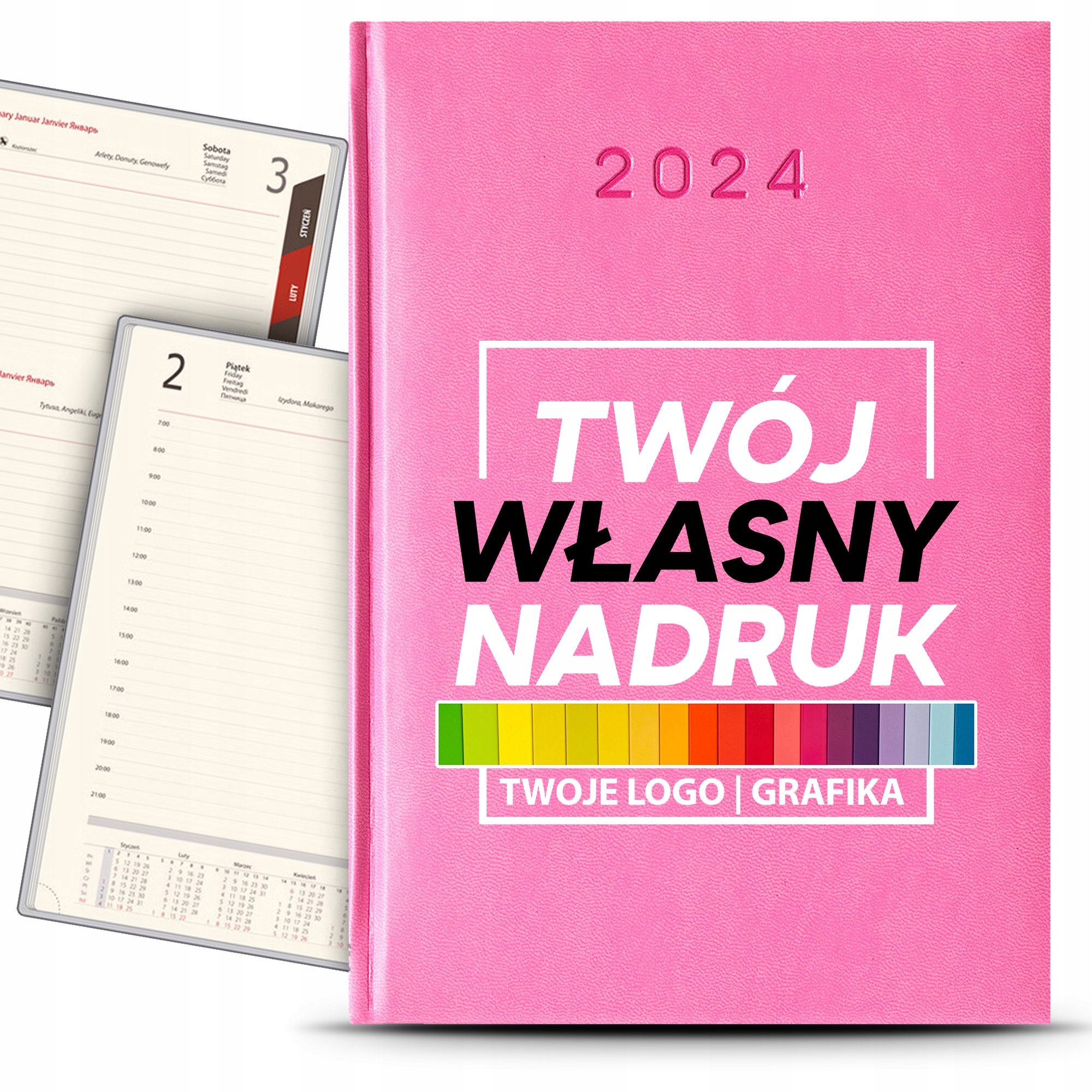 KALENDARZ Książkowy Dzienny A5 2024 Własny Nadruk LOGO Grafika Różowy ... KALENDARZ Książkowy Dzienny A5 2024 Własny Nadruk LOGO Grafika Różowy ...
