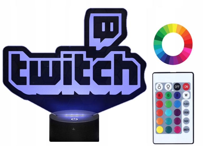 Lampka Nocna 3D LED Twitch Logo Grawer Imię (5903457873522) • Cena ...