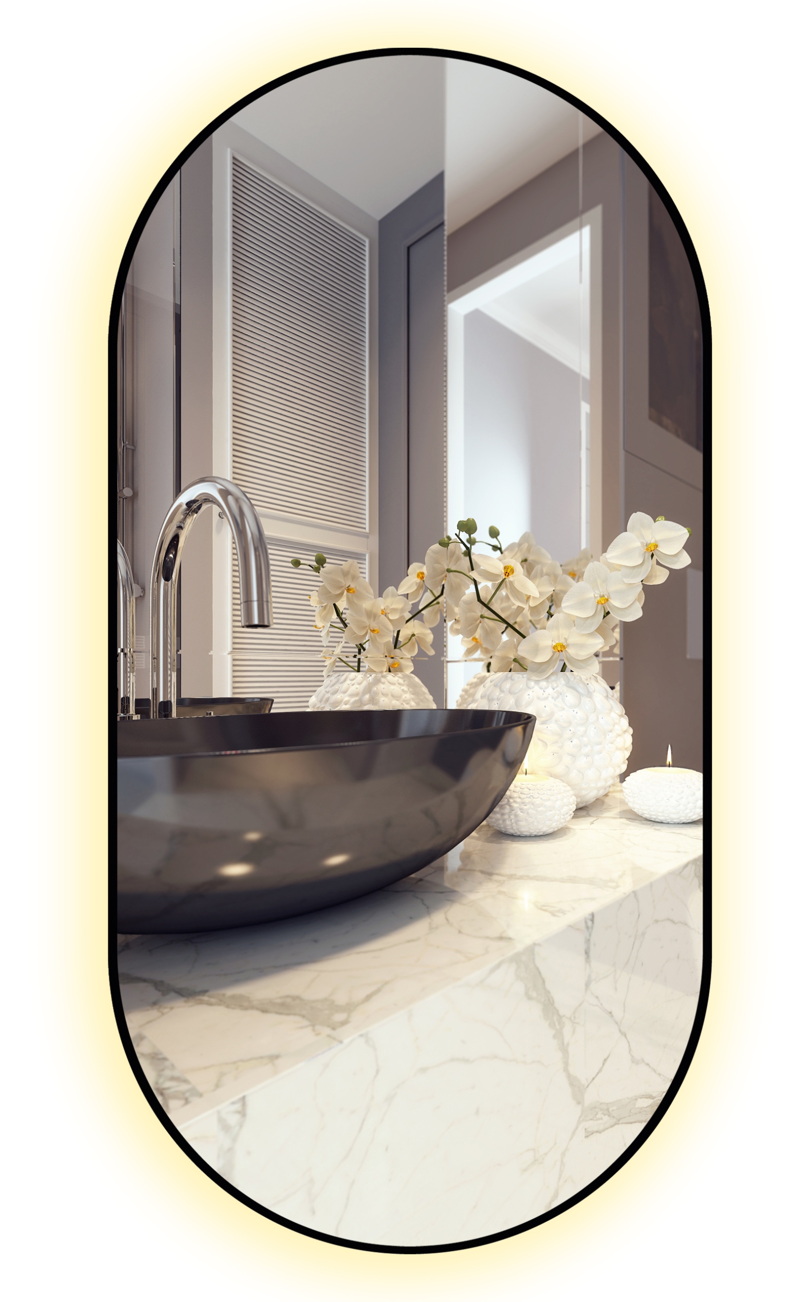 LUSTRO OWAL RAMA ALUMINIUM 100x50 OŚWIETLENIE LED (5902308341715 ...