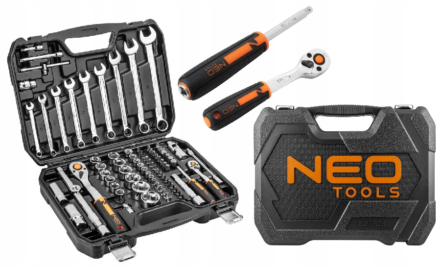 NEO TOOLS Klucze Nasadowe 82 el. 1/4, 1/2 CrV Zestaw Narzędzi Walizka 5907558465921 za 264.90PLN ...