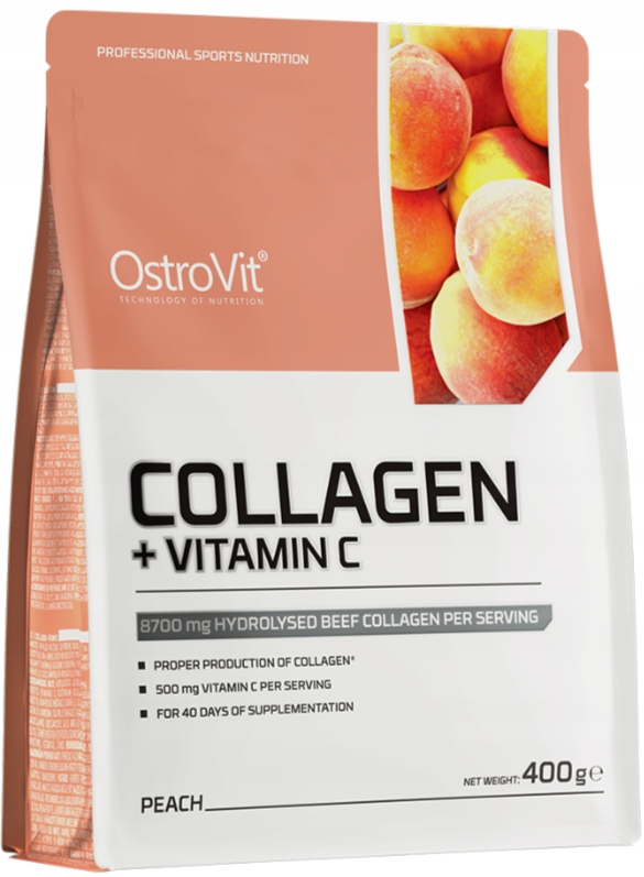 Kolagen OstroVit + Witamina C 400 g brzoskwiniowy (5903246224955) • Cena, Opinie • Stawy, kości ...