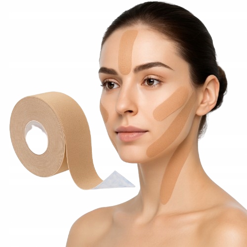 TAŚMA KINEZJOLOGICZNA TEJPY TWARZ BIUST TAPING 2,5CM X 5M ...