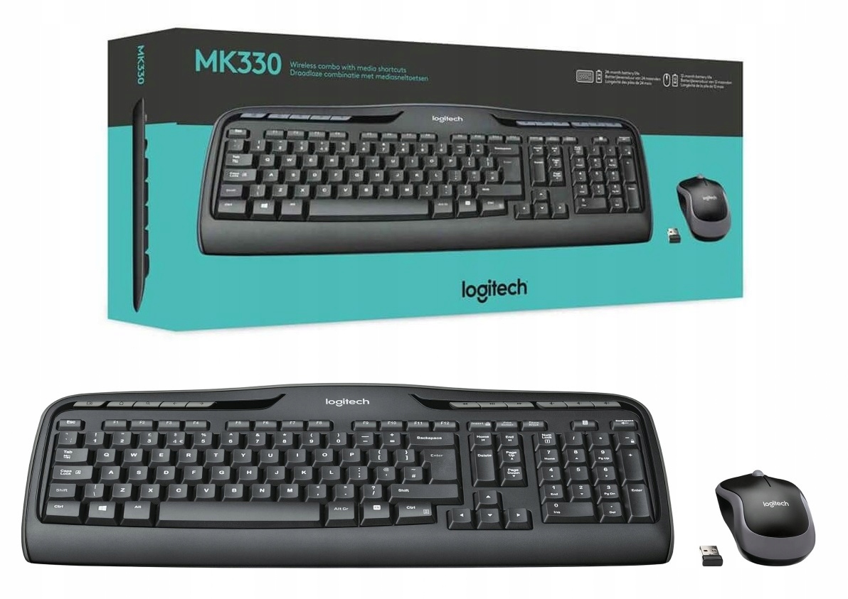 Logitech zestaw MK330 bezprzewodowa klawiatura mysz 920-003999 MK-330 ...